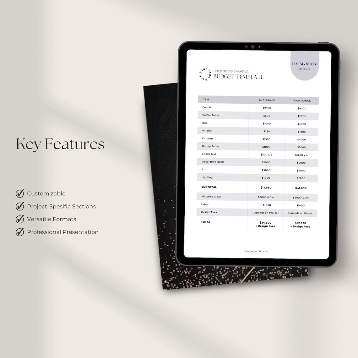 Interior Design Budget Sheet Template | Budget Spreadsheet for Interior ...