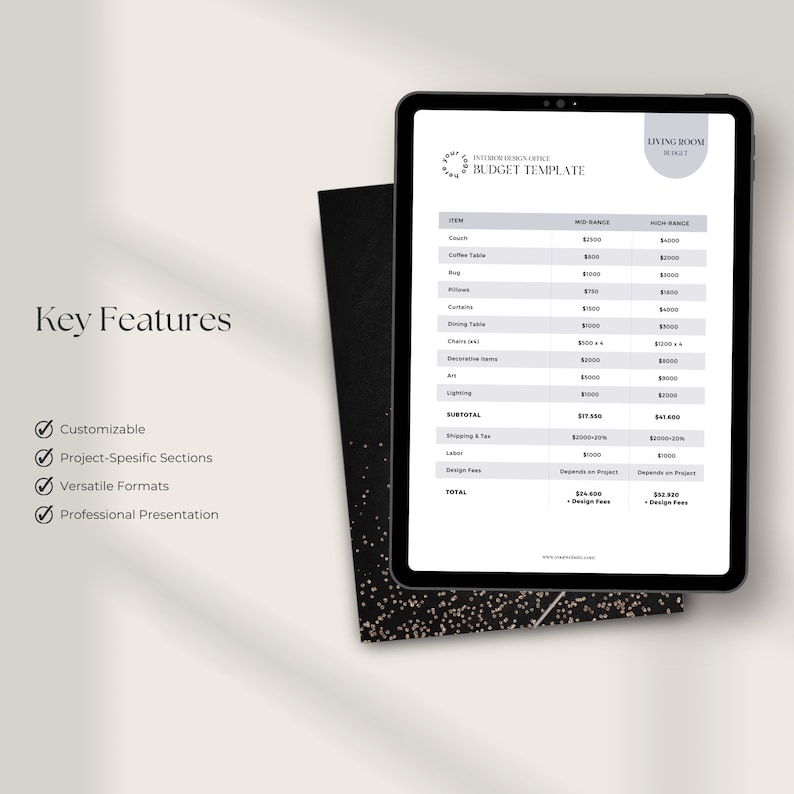 Interior Design Budget Sheet Template | Budget Spreadsheet for Interior ...