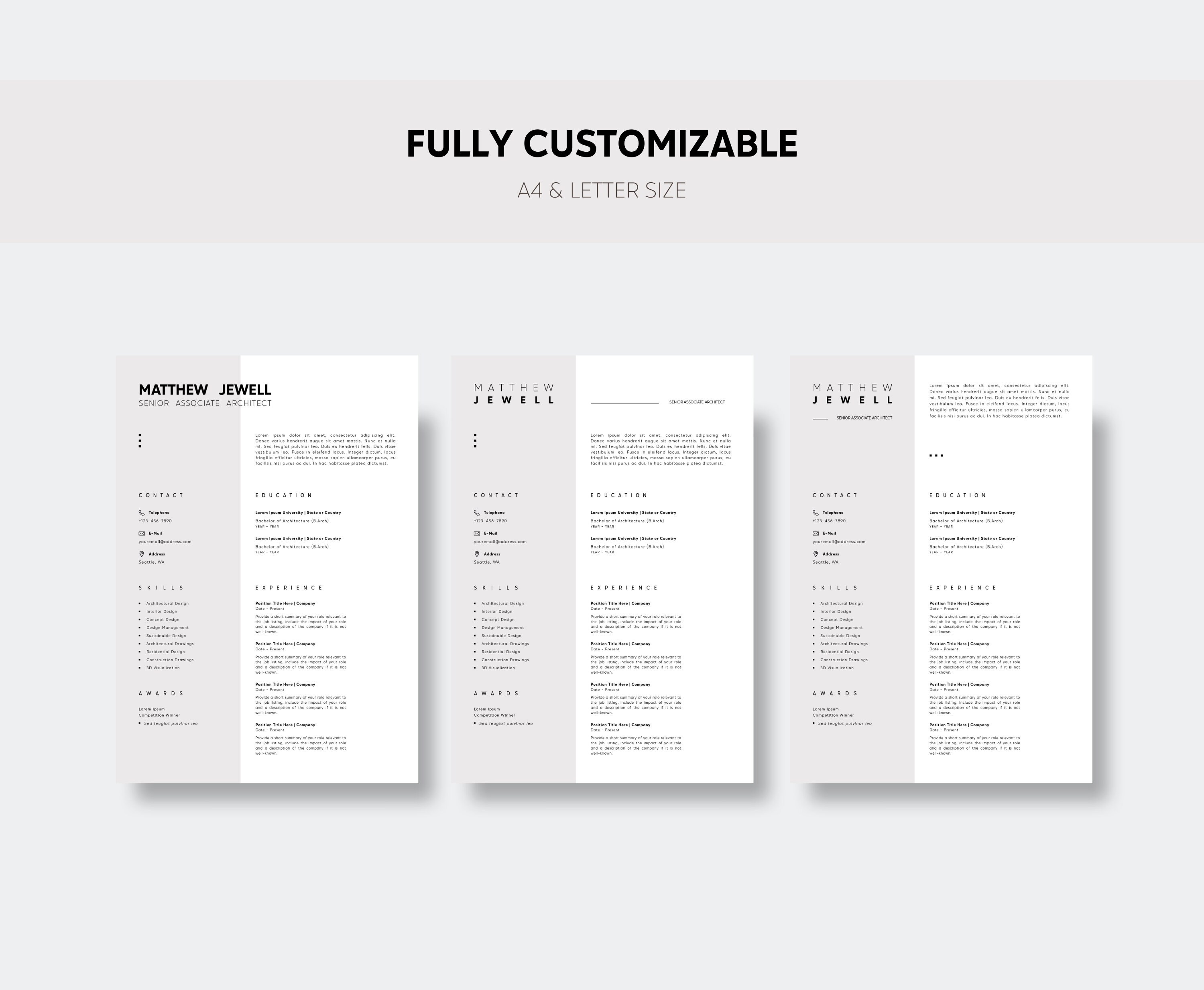 A3 Portfolio & A4, Letter Size Resume Template | Indesign Architecture ...