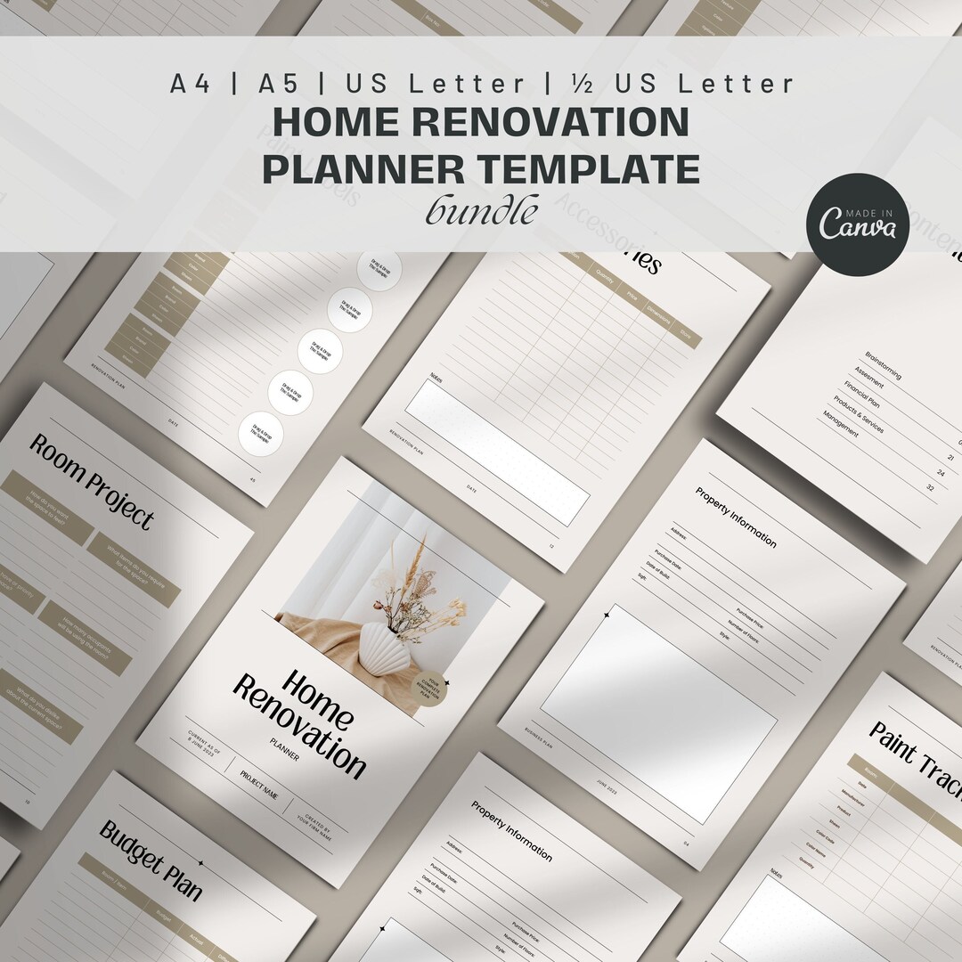 Home Renovation Planner Bundle | House Improvement Planner for House ...