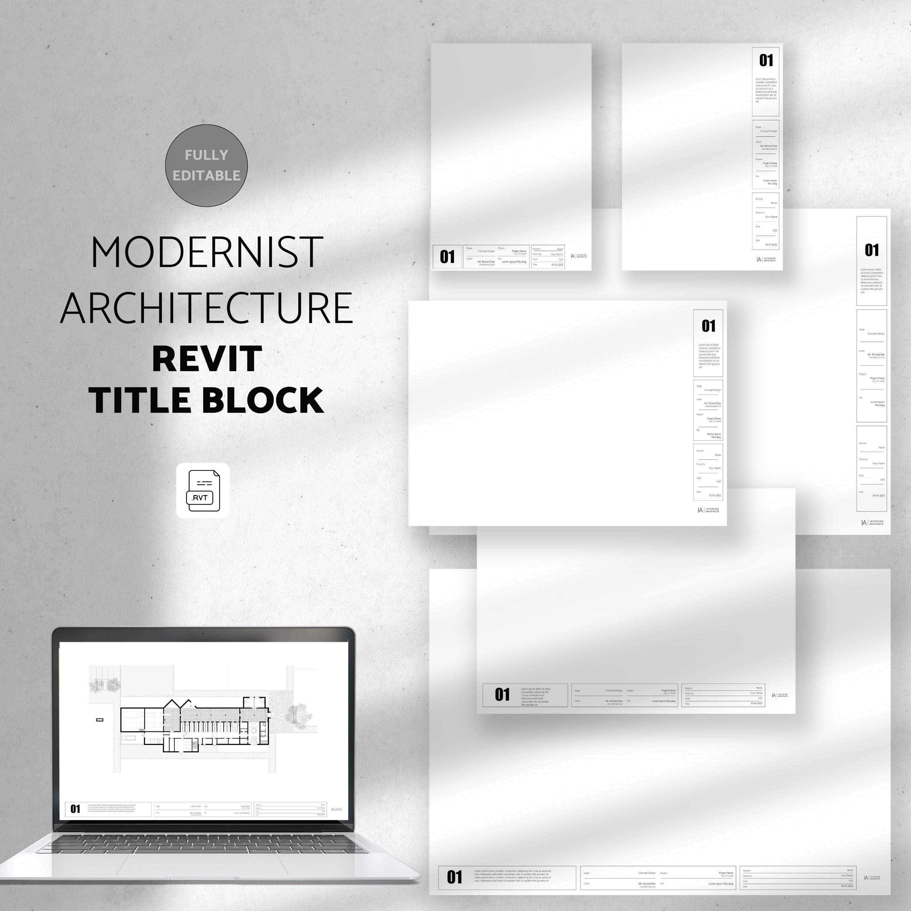 Modernist Architect Title Block Templates | Revit Title Block Template ...