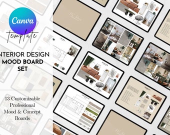 Interior Design Mood Board Canva Template - Etsy
