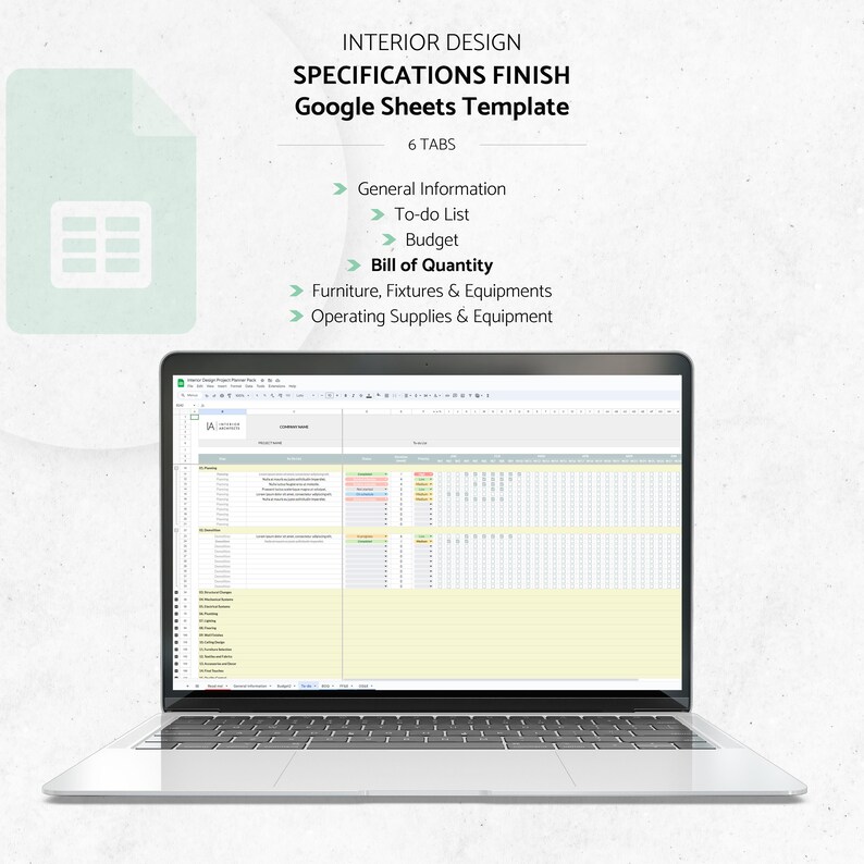 Interior Designer Project Template | FF&E Planner and Project ...