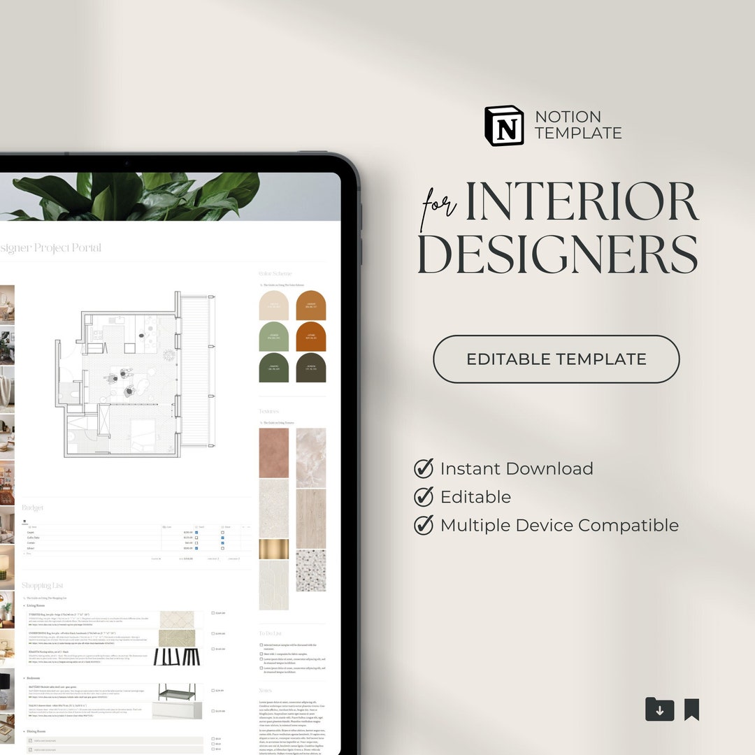 Interior Designer Notion Template | Notion Planner for Interior ...