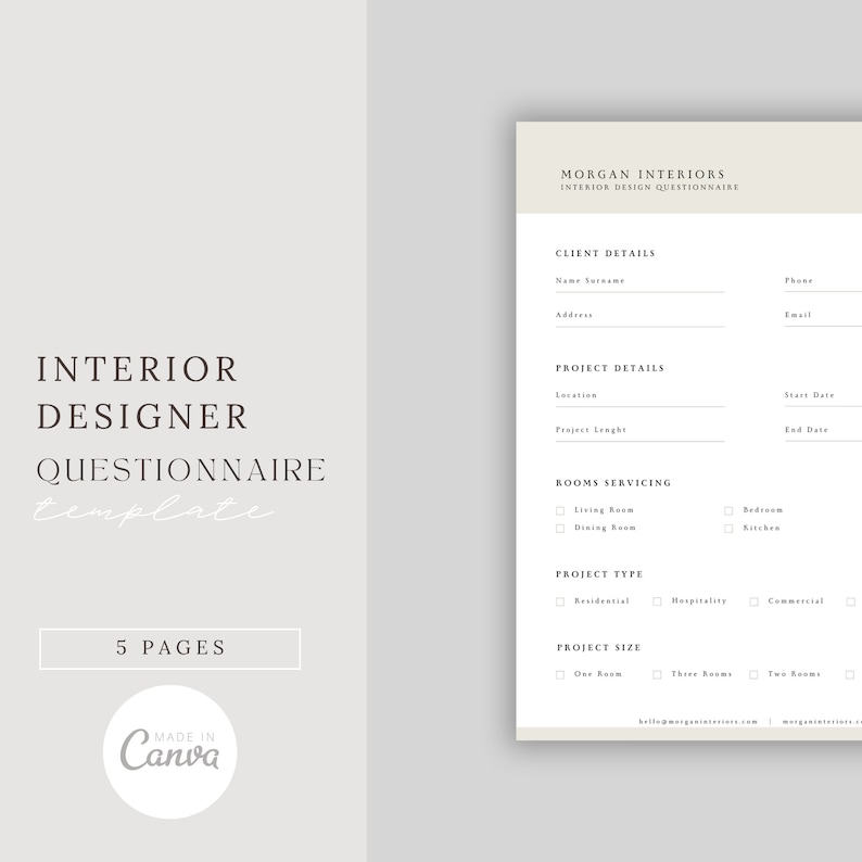Interior Designer Client Questionnaire Template | Onboarding Questions ...