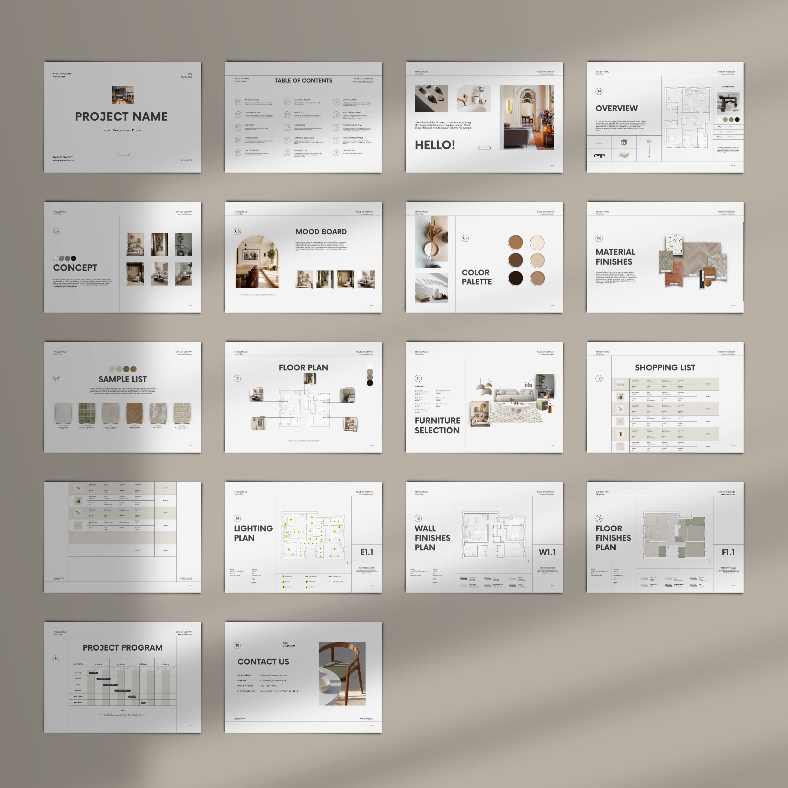 Interior Design Project Proposal Template | Mood Board, Shopping List ...