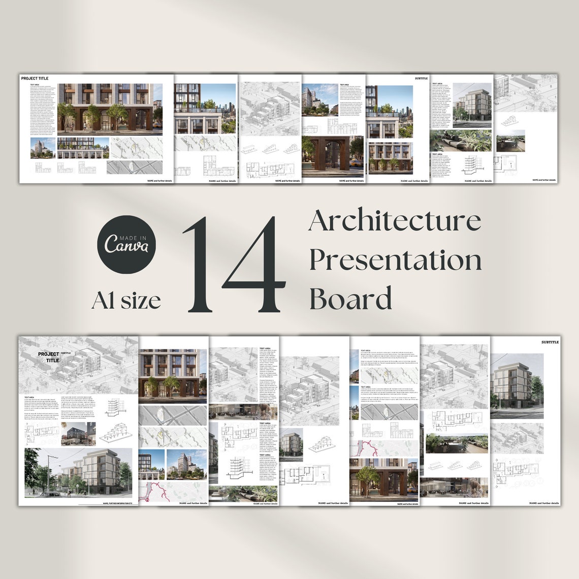 Architecture Presentation Board Templates Canva A1 Presentation Board Layout Template Etsy