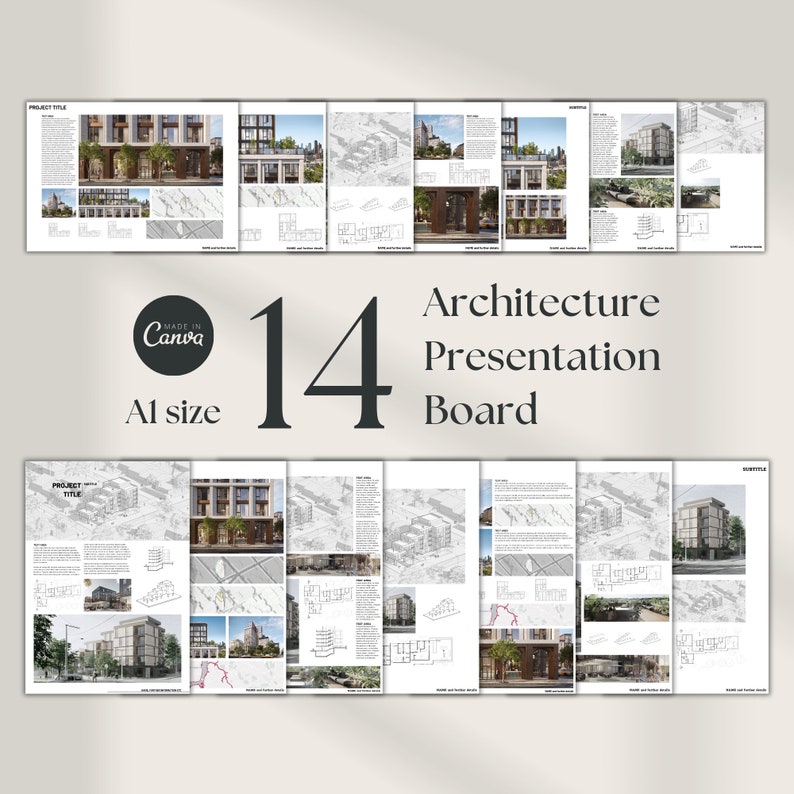 Architecture Presentation Board Templates Canva A1 Presentation Board Layout Template Etsy