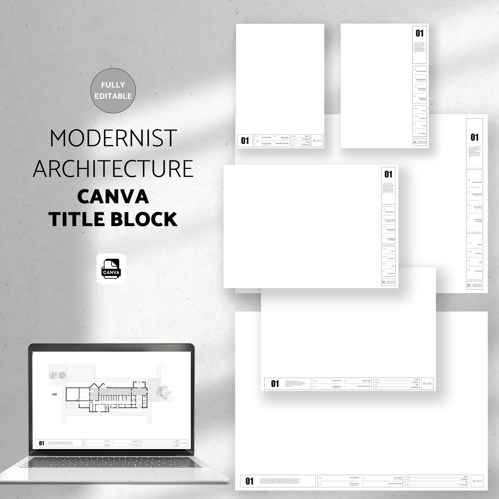 Modernist Architect Title Block Templates | Canva Title Block Template ...