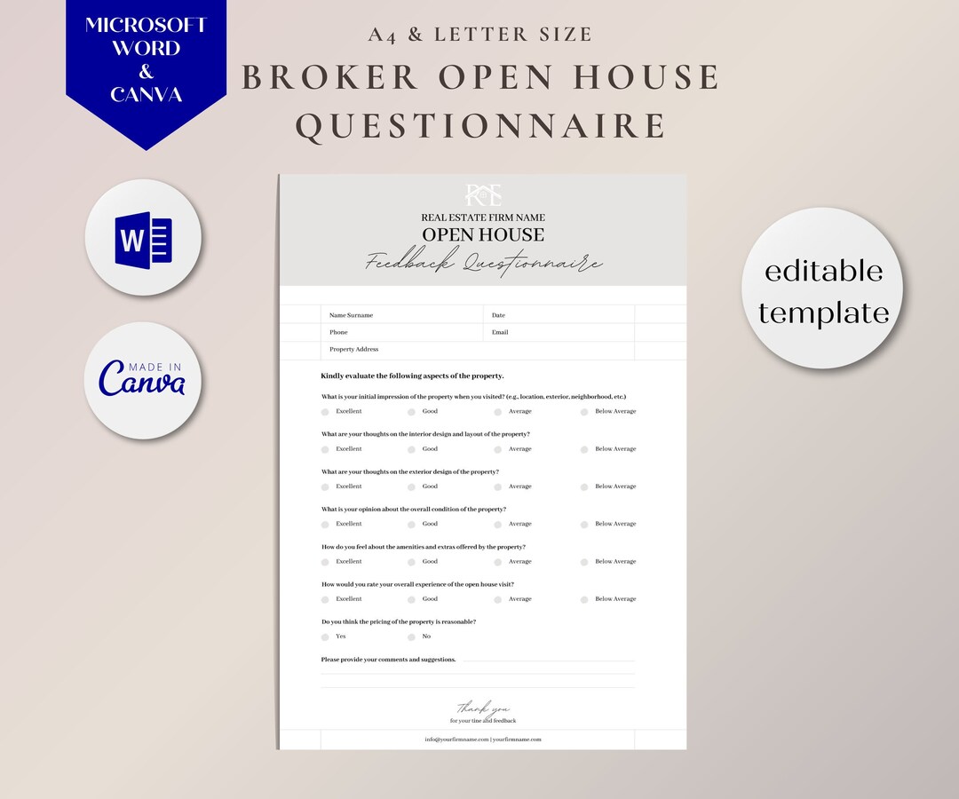 Real Estate Broker Open House Form | Open House Feedback Form | Real ...