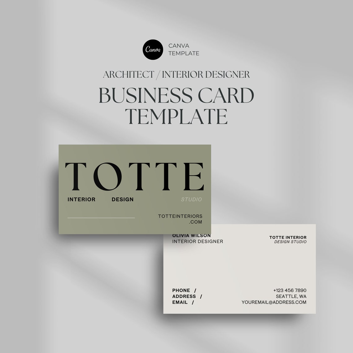 Architect Business Card Canva Template | Custom Business Card Template ...