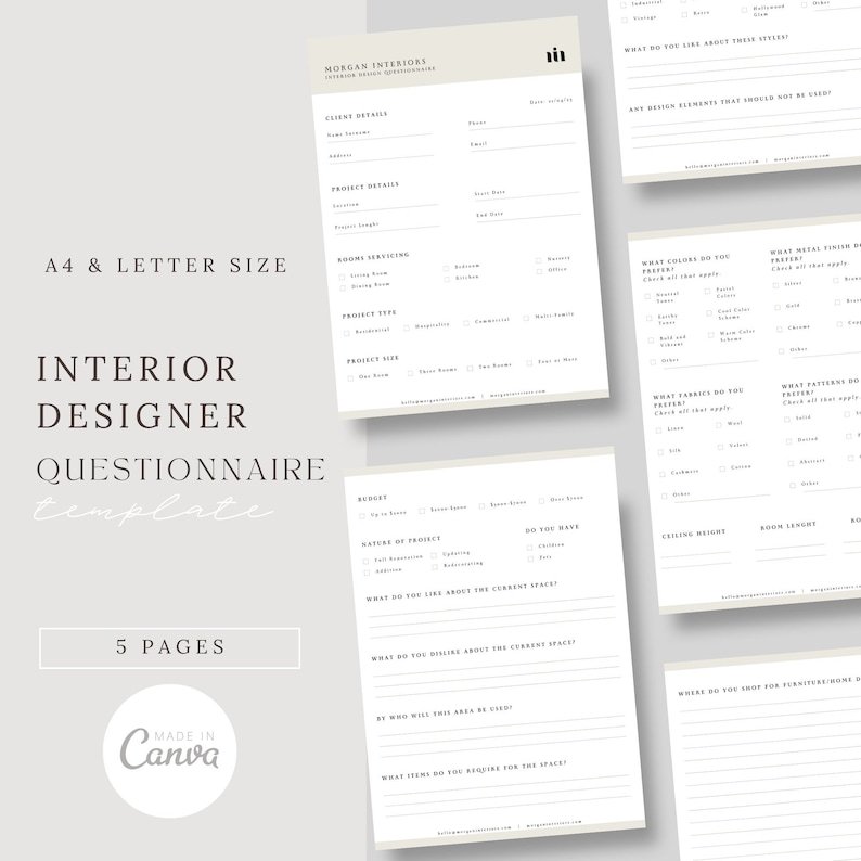 Interior Designer Client Questionnaire Template | Onboarding Questions ...