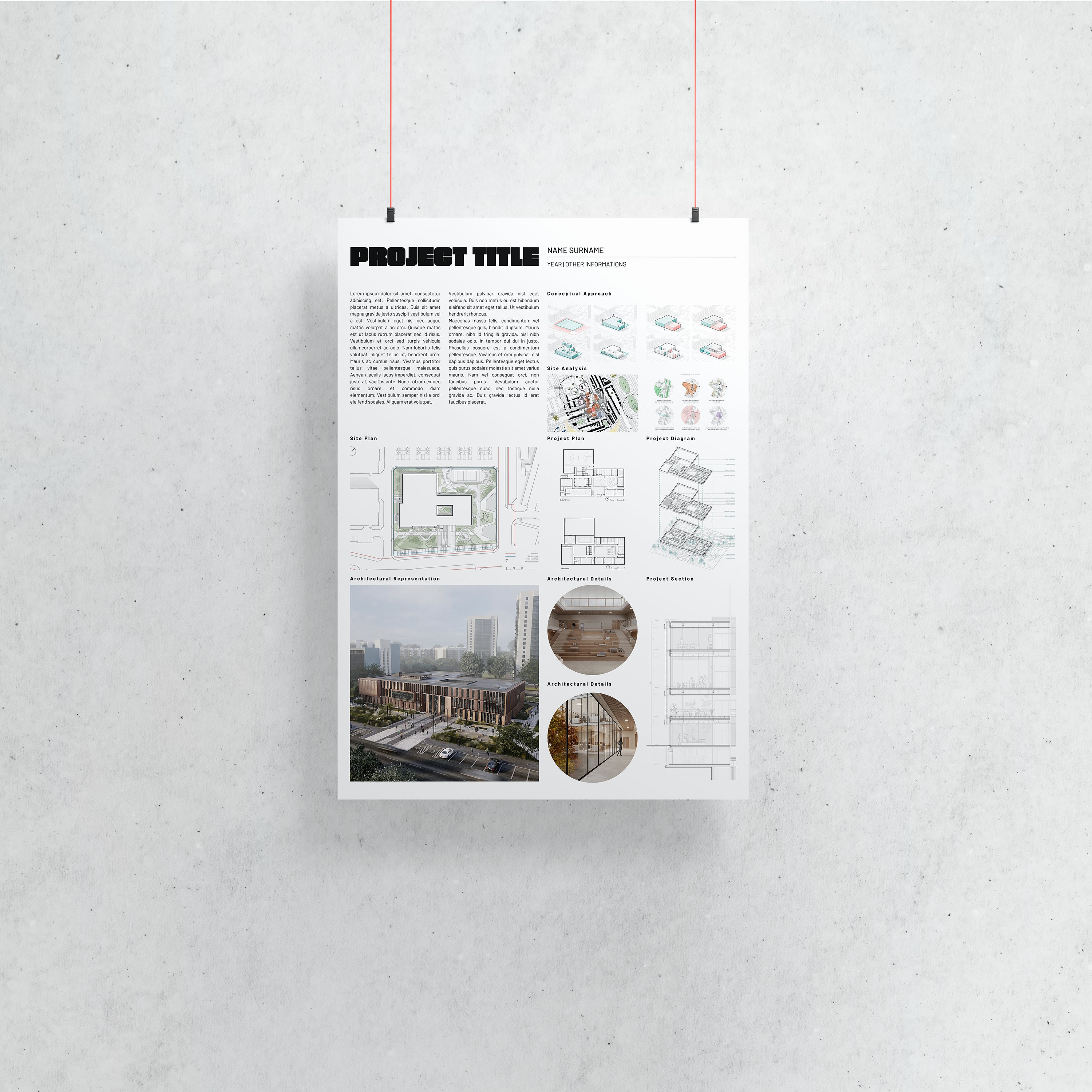 Architecture Presentation Board Templates Canva A1 Presentation Board Layout Template Etsy