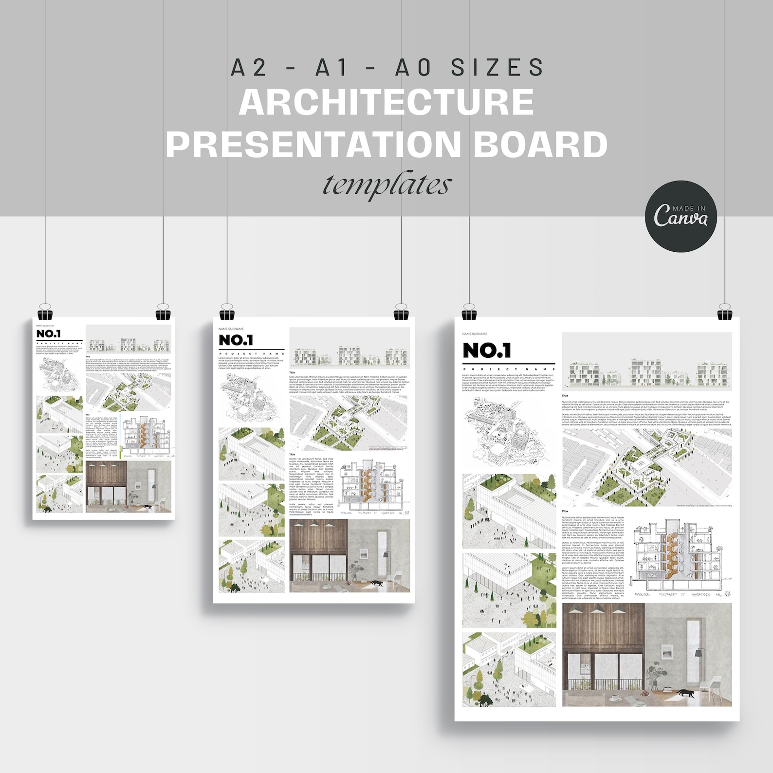 Architecture Board Canva Template A2 A1 A0 | Portfolio Layout | Design ...