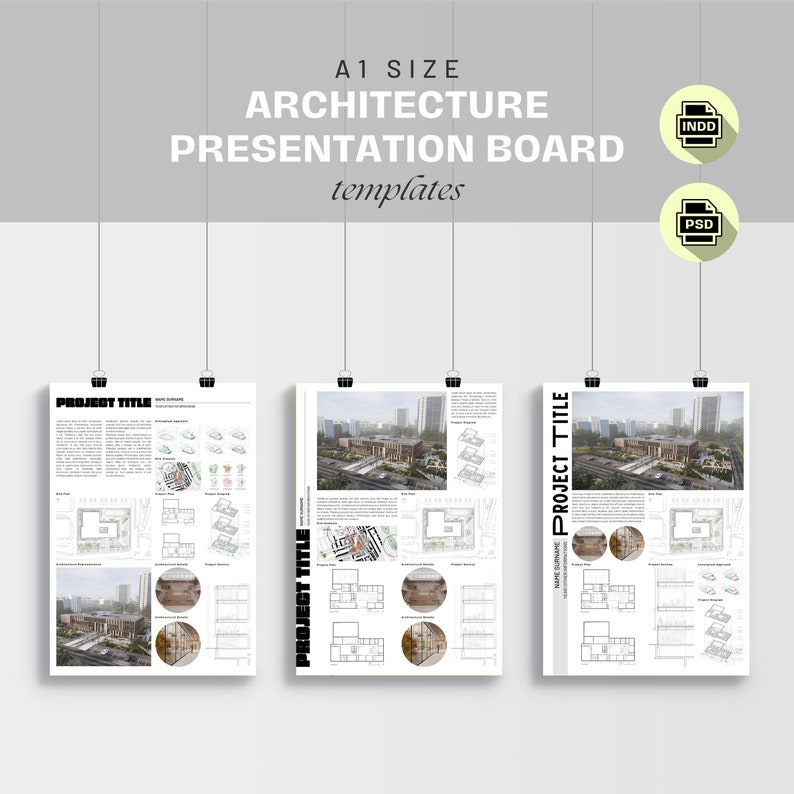 Architecture Presentation Board Templates | Photoshop & Indesign A1 ...