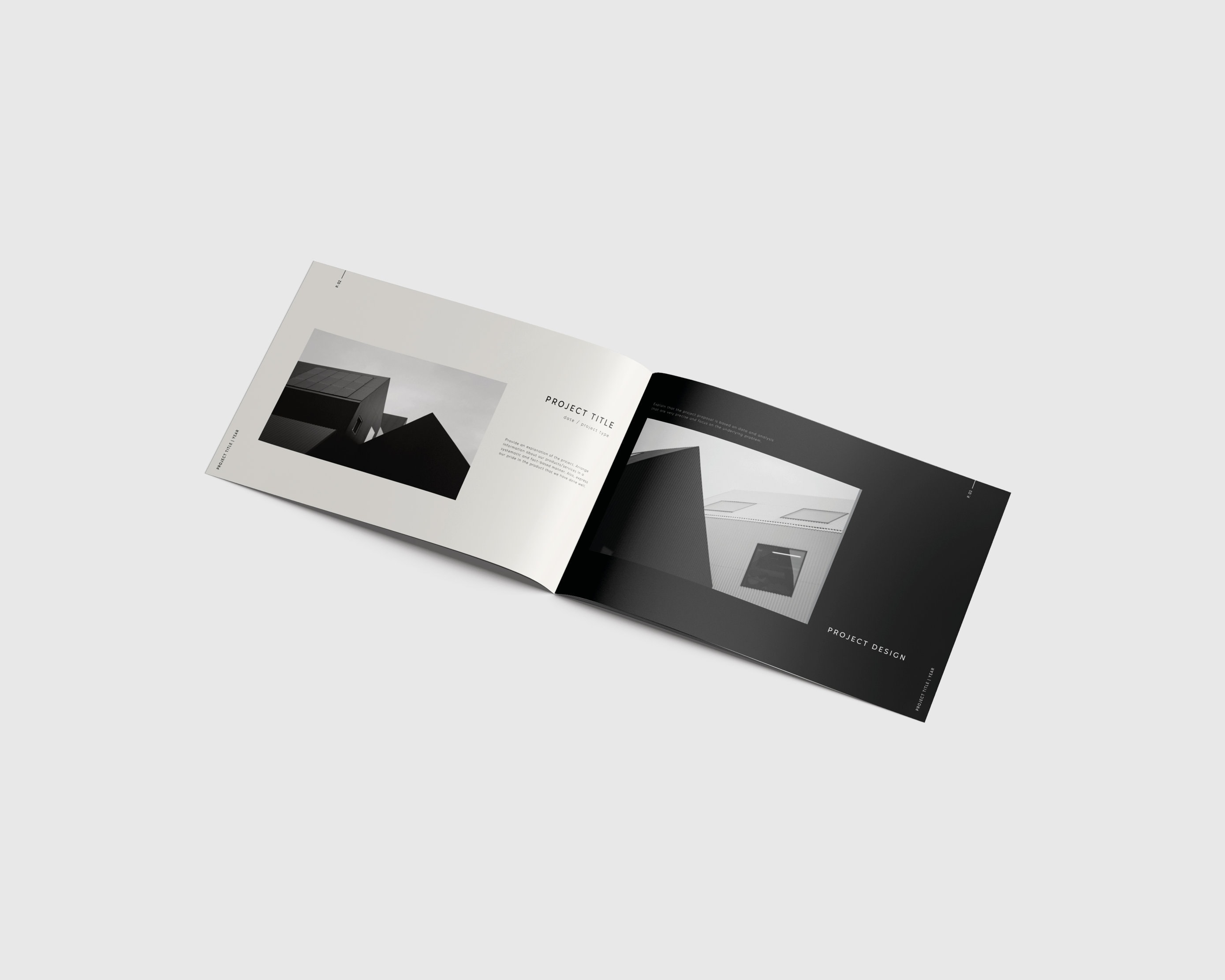 Black and White A4 Portfolio Template Indesign, Minimal Architecture ...