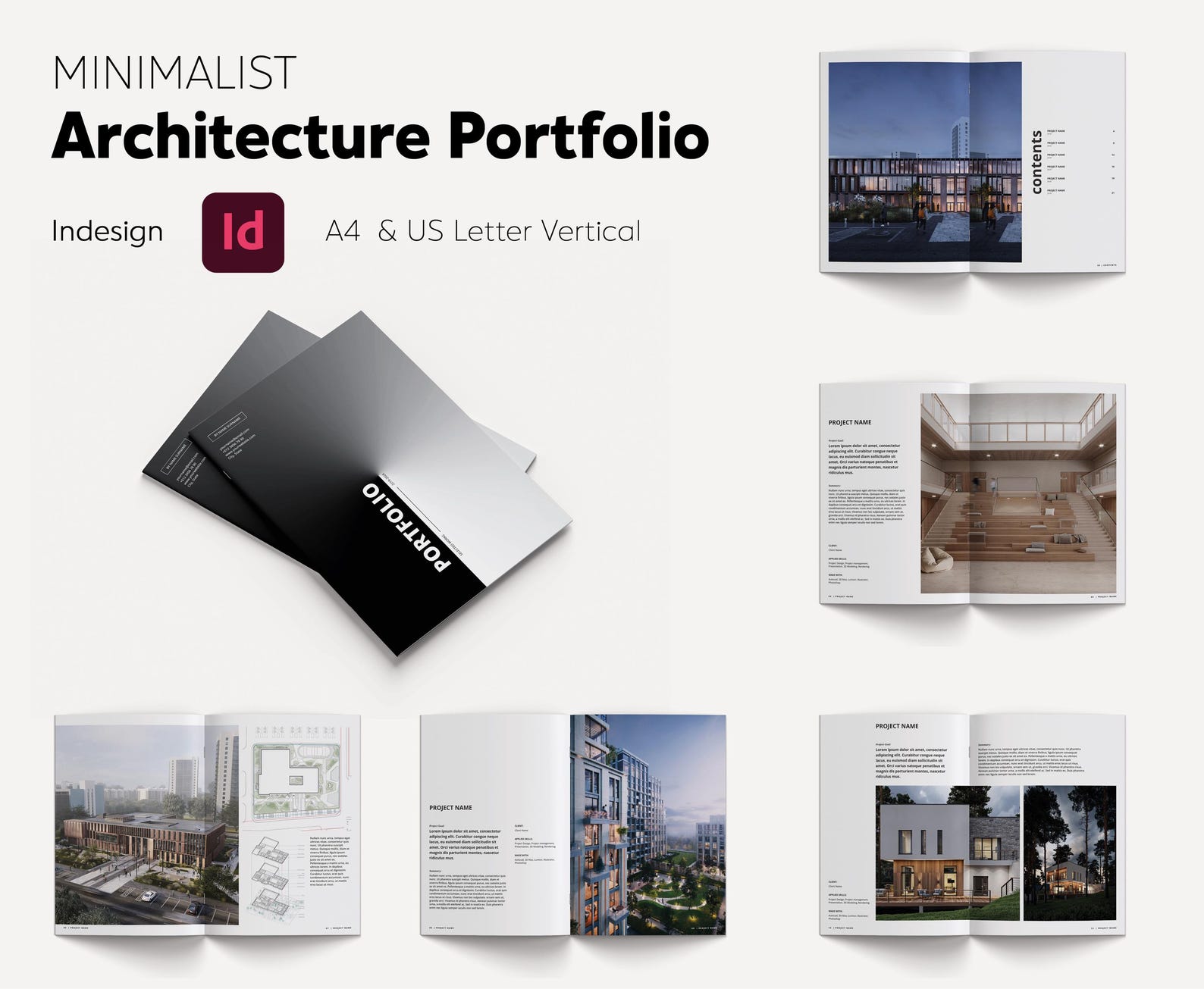 Minimalist Portfolio Template A4 & US Letter, Indesign Portfolio ...