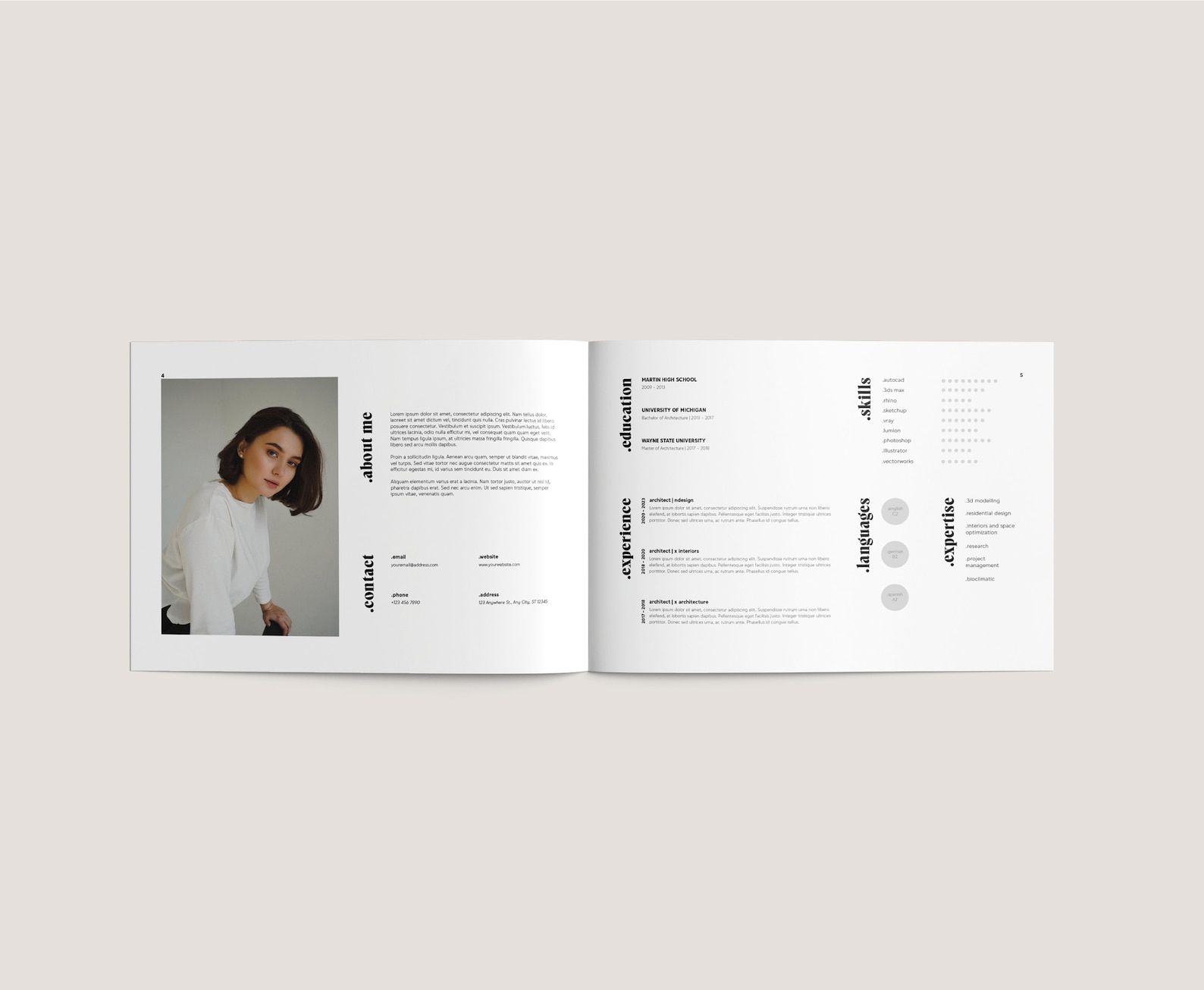 Portfolio Template | Indesign Architecture Portfolio Brochure - Etsy