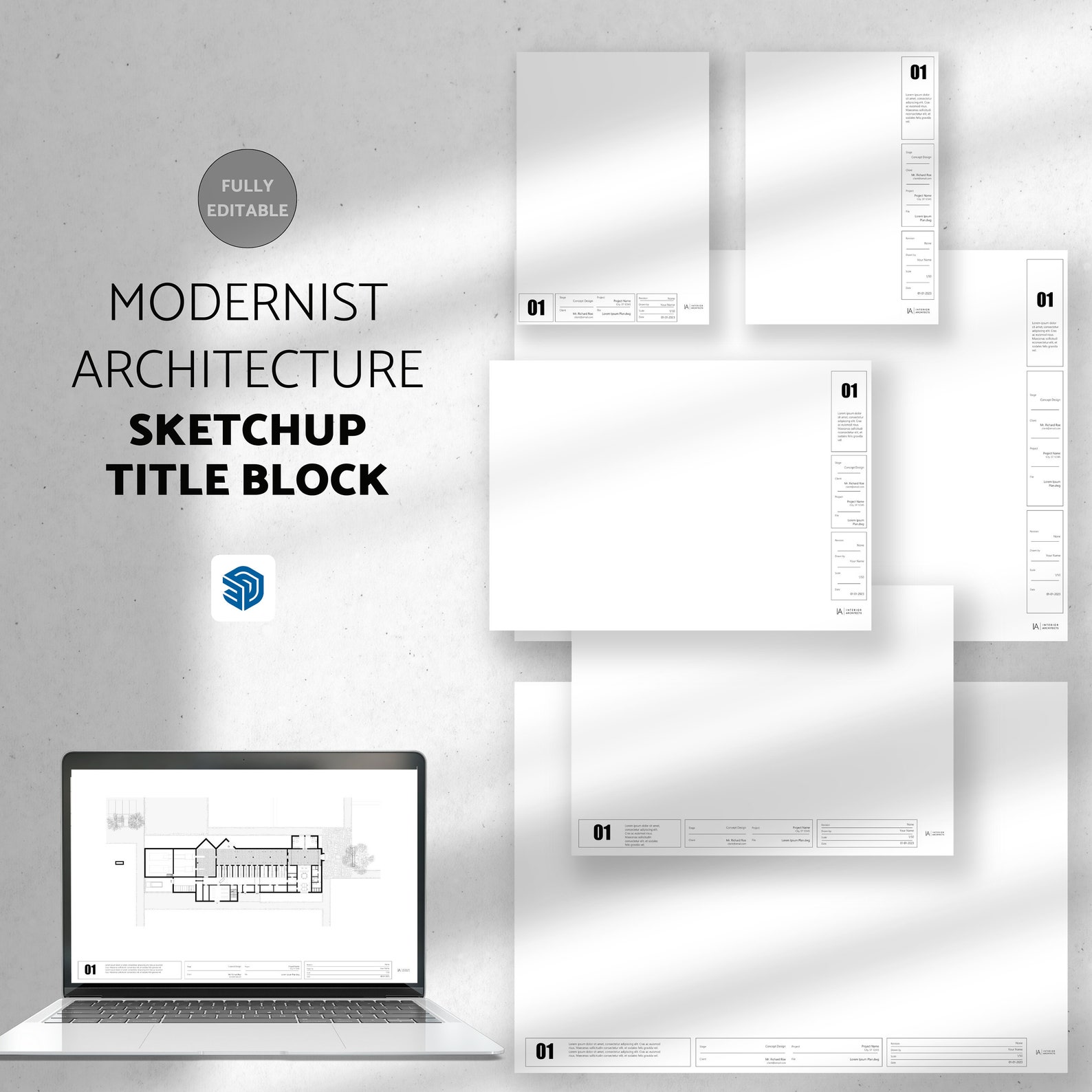 Modernist Architect Title Block Templates | Sketchup Title Block ...