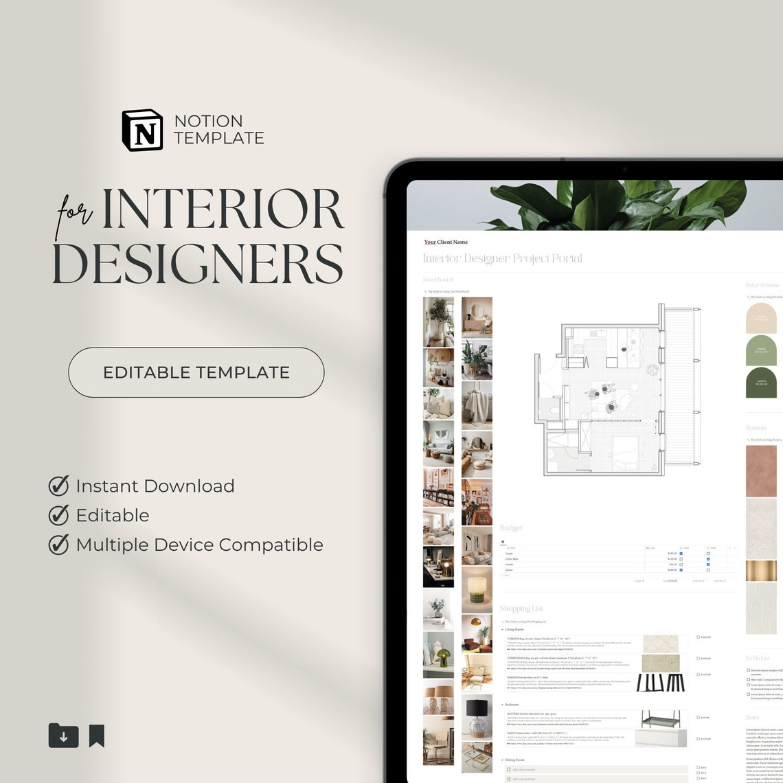 Interior Designer Notion Template Notion Planner for Interior Architect ...
