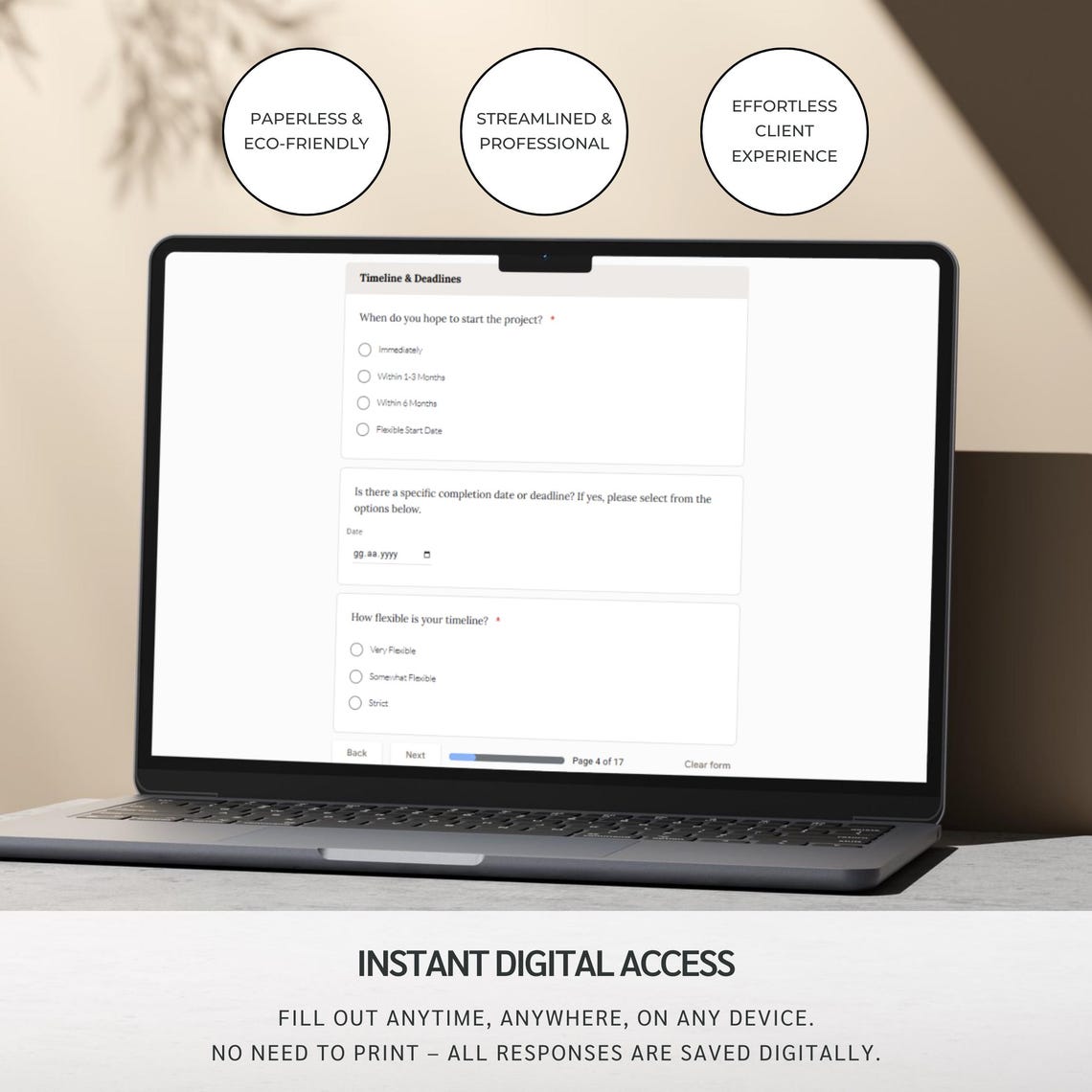 Interior Design Client Questionnaire | Editable Intake Form | Designer ...