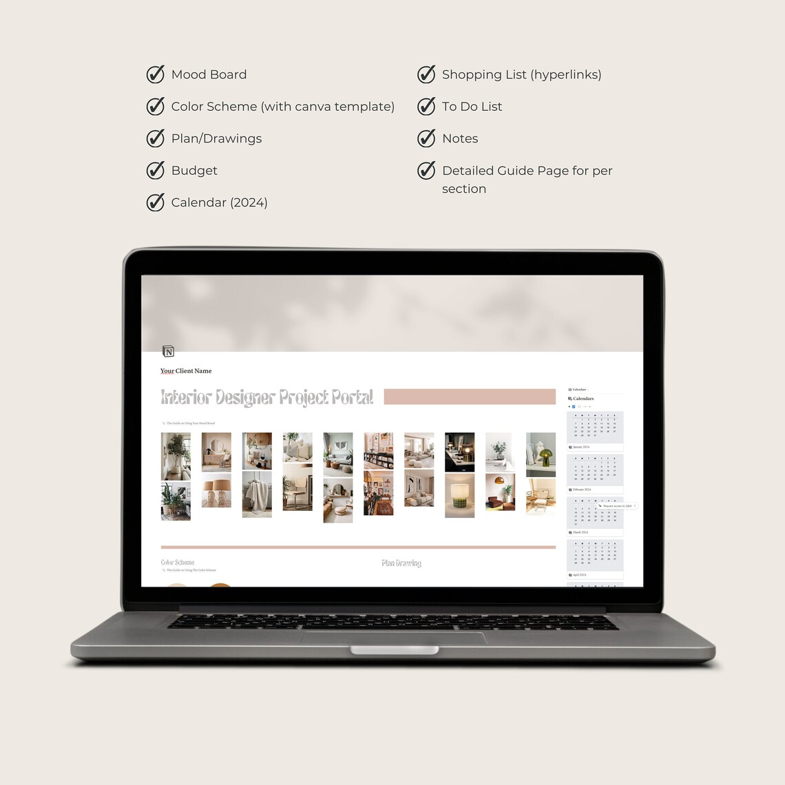 Interior Designer Notion Template | Notion Planner for Interior ...