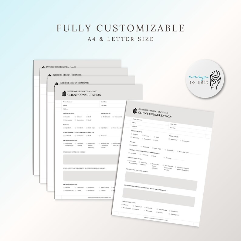 Editable Interior Design Client Questionnaire Form Interior Designer ...