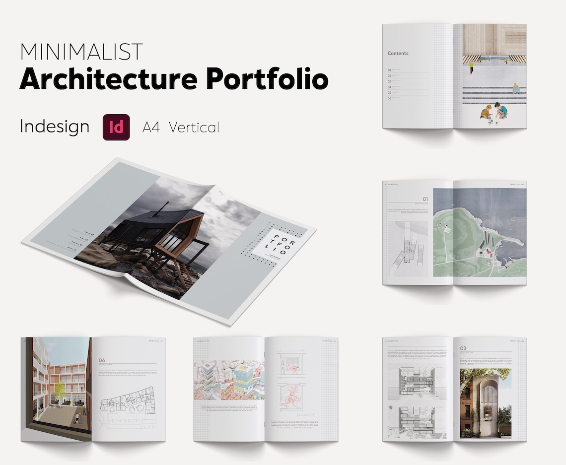 Minimalist A4 Portfolio Template Indesign Architecture - Etsy