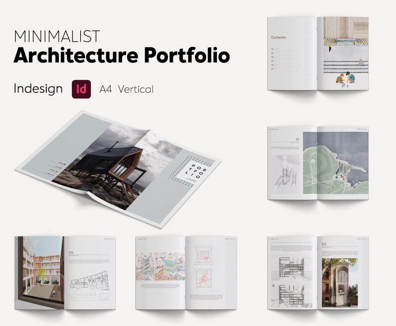 Minimalist A4 Portfolio Template Indesign Architecture - Etsy