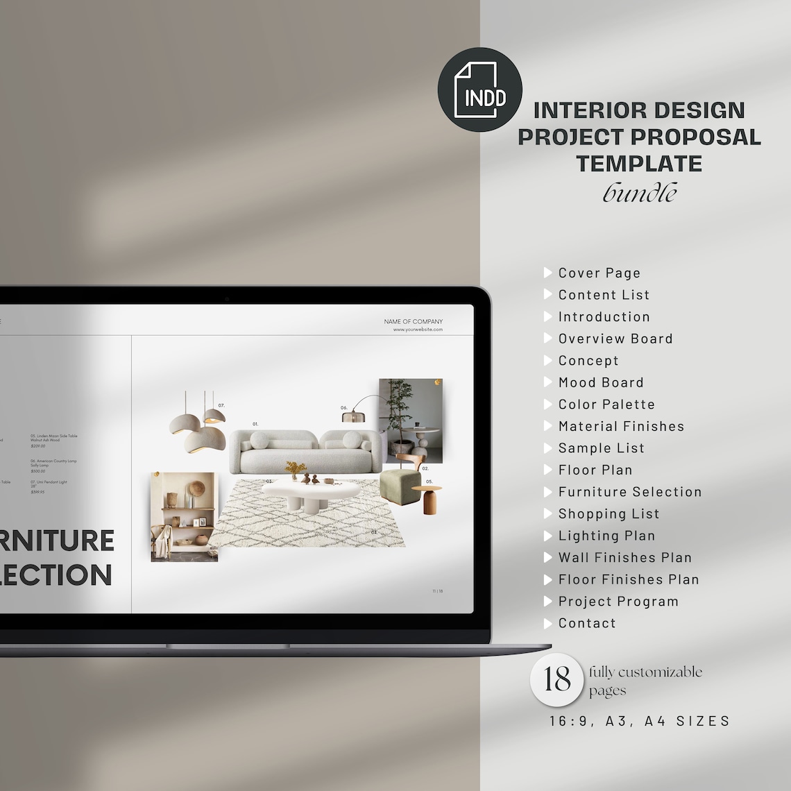 Interior Design Project Proposal Template, Mood Board, Shopping List ...