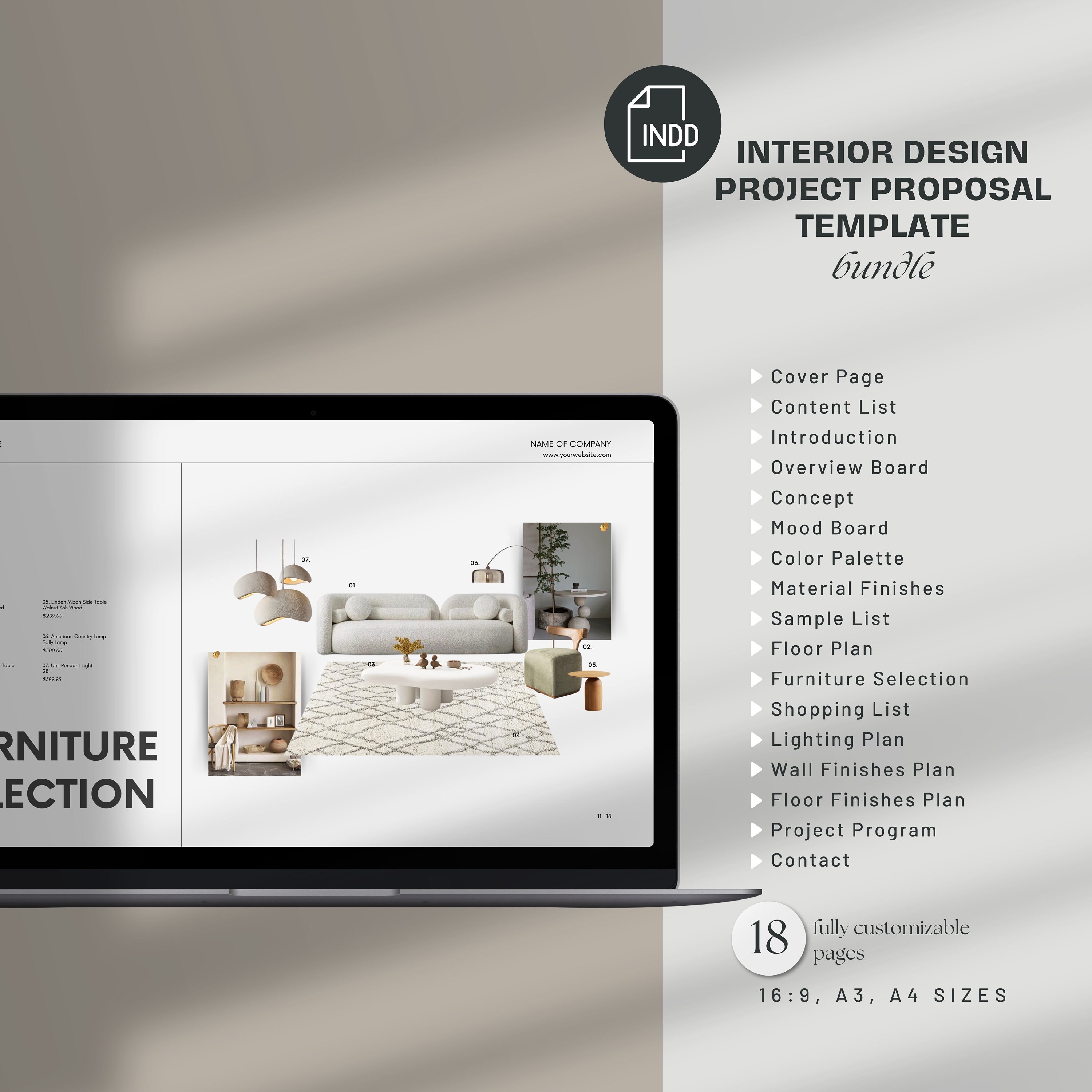 Interior Design Project Proposal Template, Mood Board, Shopping List ...