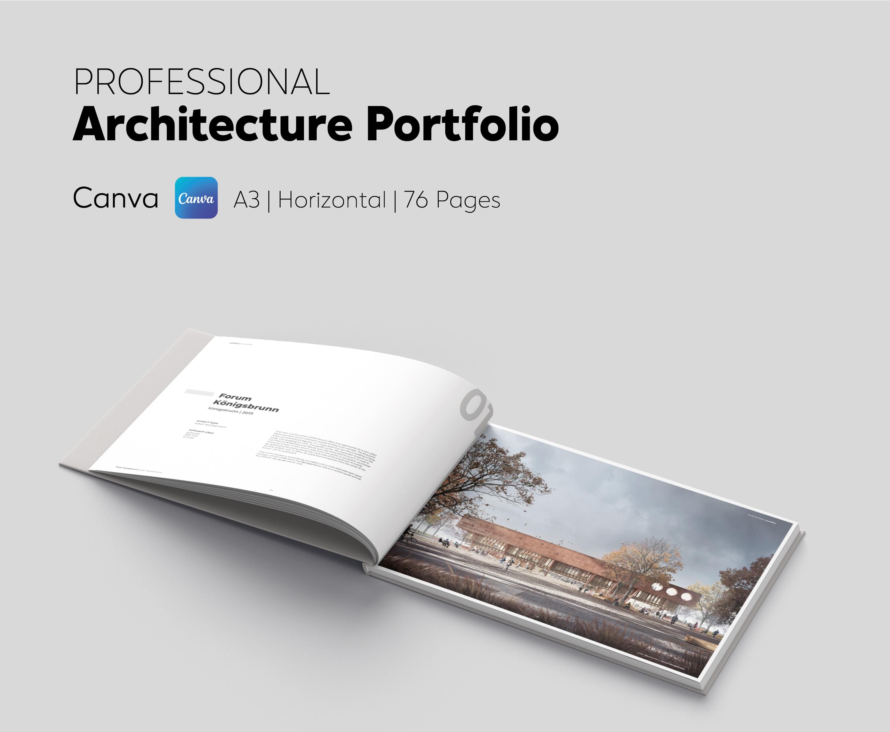 Professional A3 Portfolio Template | Canva Architecture Portfolio A3 ...