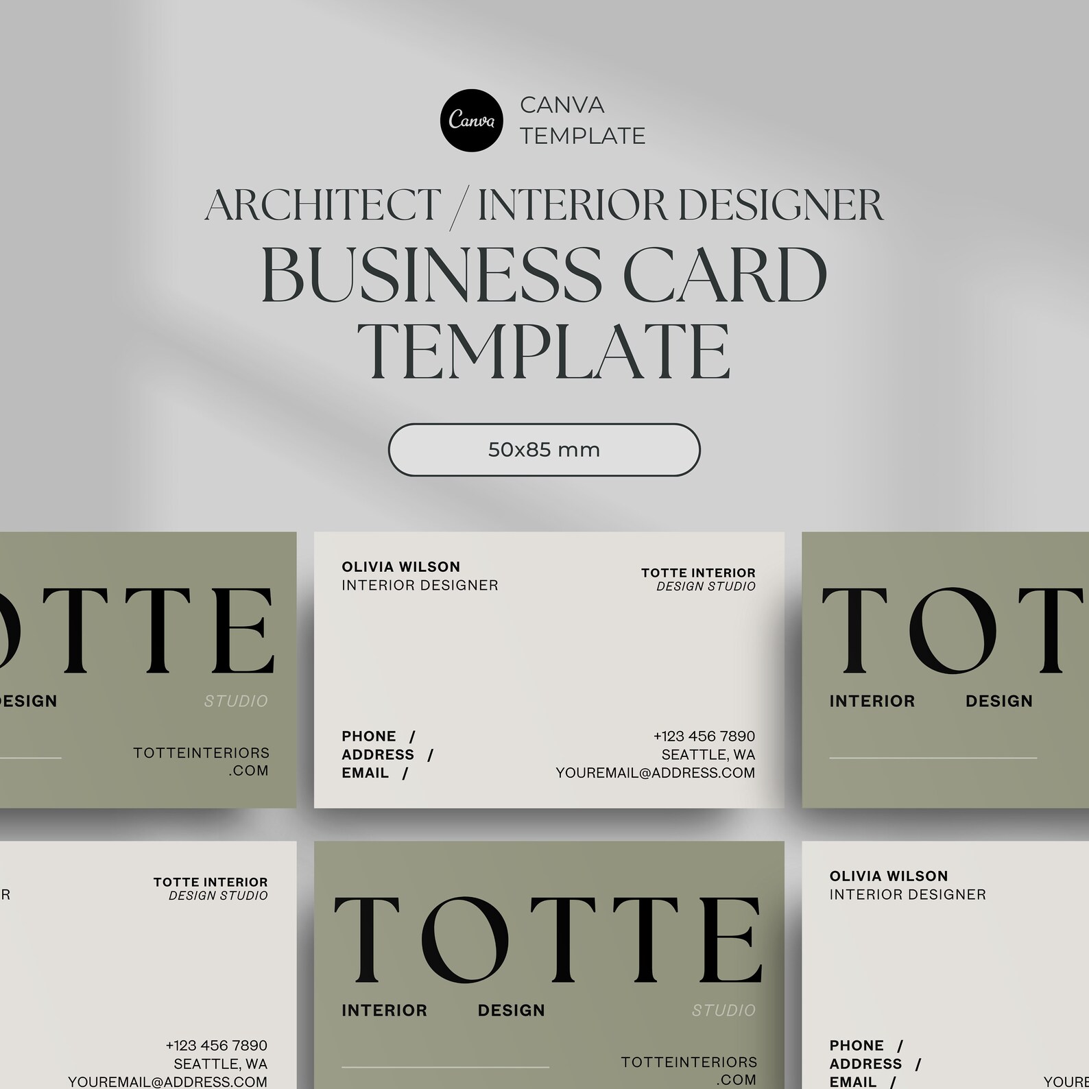 Architect Business Card Canva Template | Custom Business Card Template ...