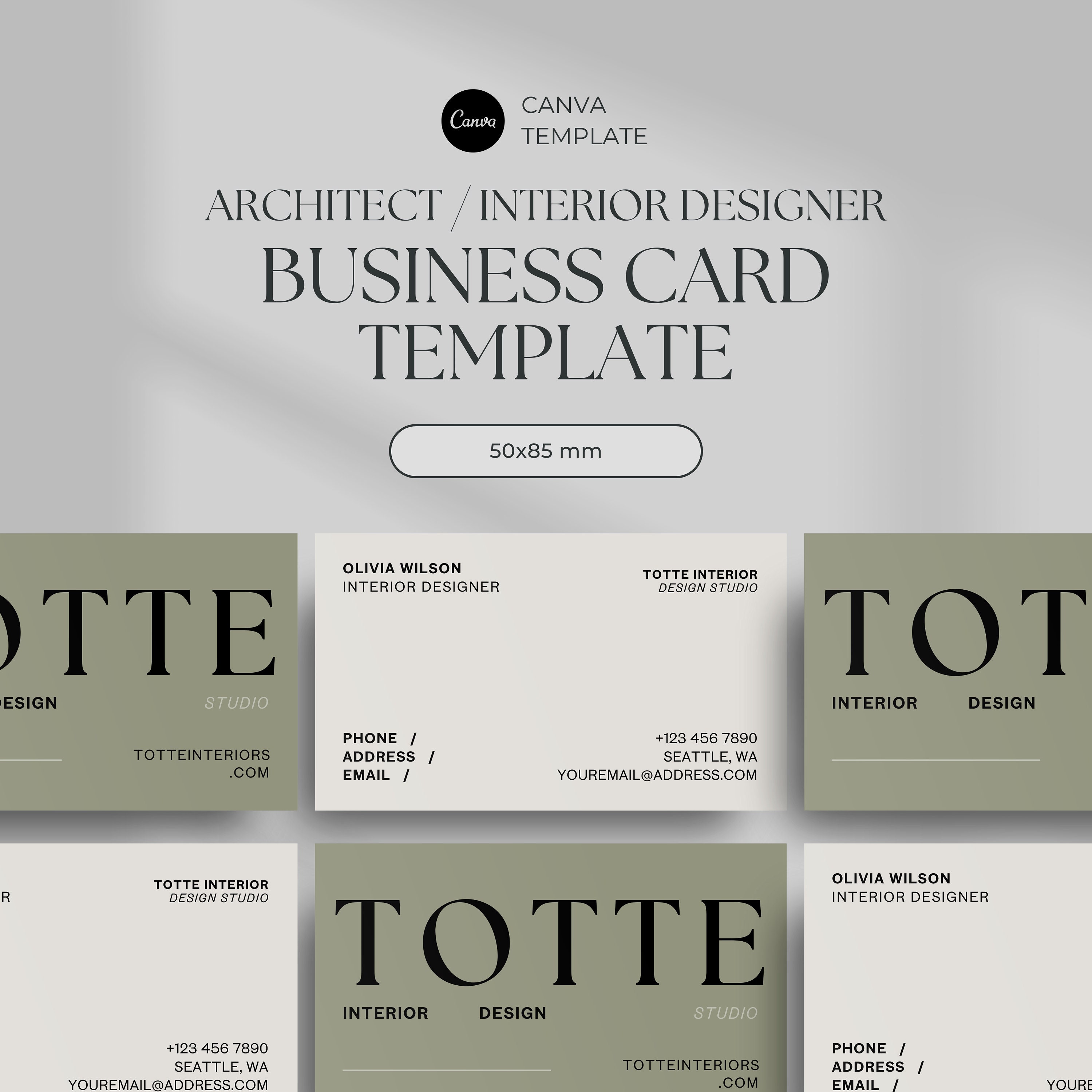 Architect Business Card Canva Template | Custom Business Card Template ...