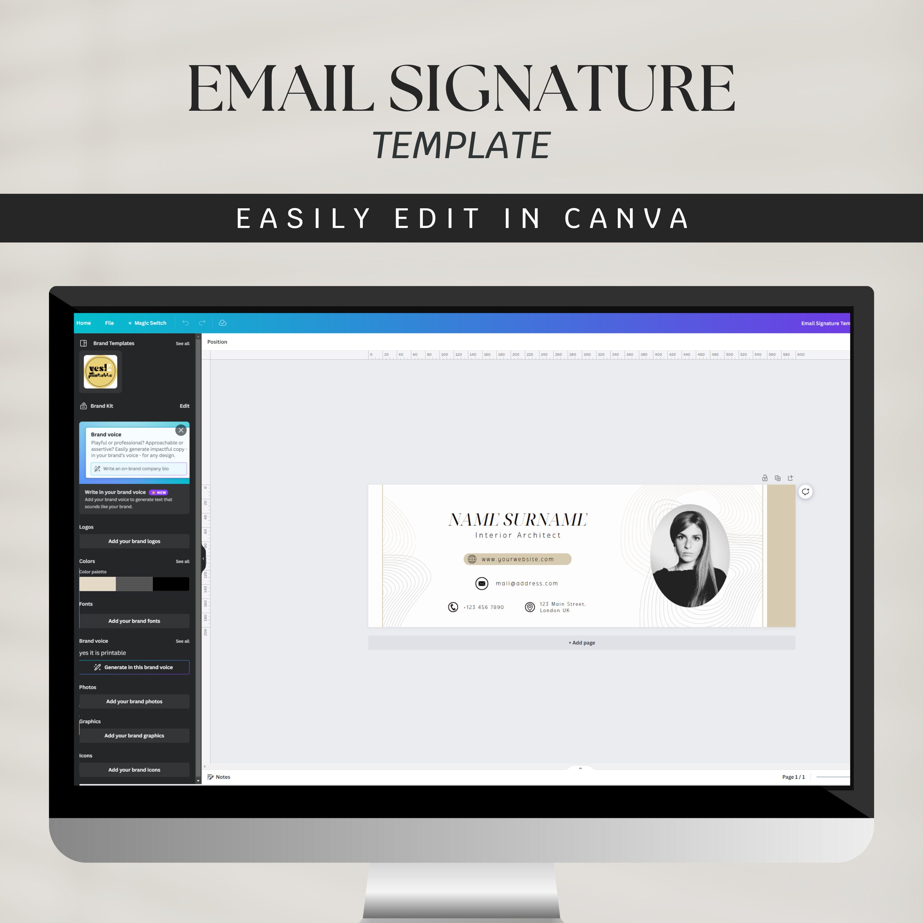 Email Signature Template, Custom Signature Design Gmail Template ...