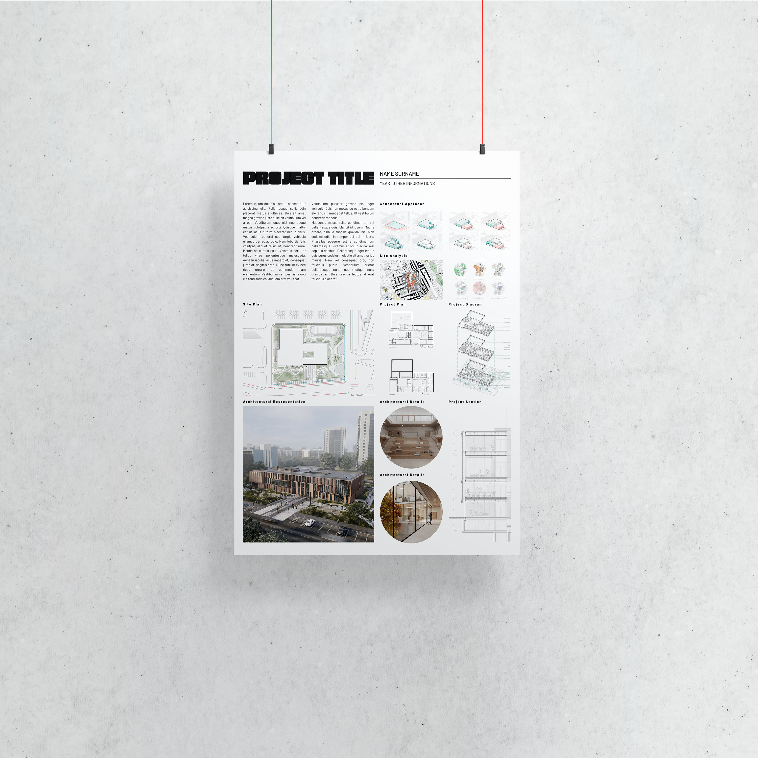 Architecture Presentation Board Templates Photoshop And Indesign A1 Presentation Board Layout