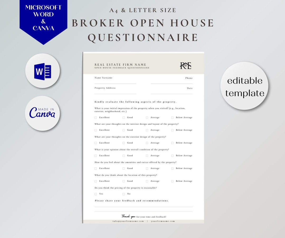 Real Estate Broker Open House Form | Open House Feedback Form | Real ...