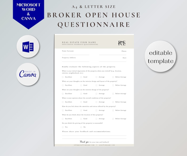 Real Estate Broker Open House Form | Open House Feedback Form | Real ...