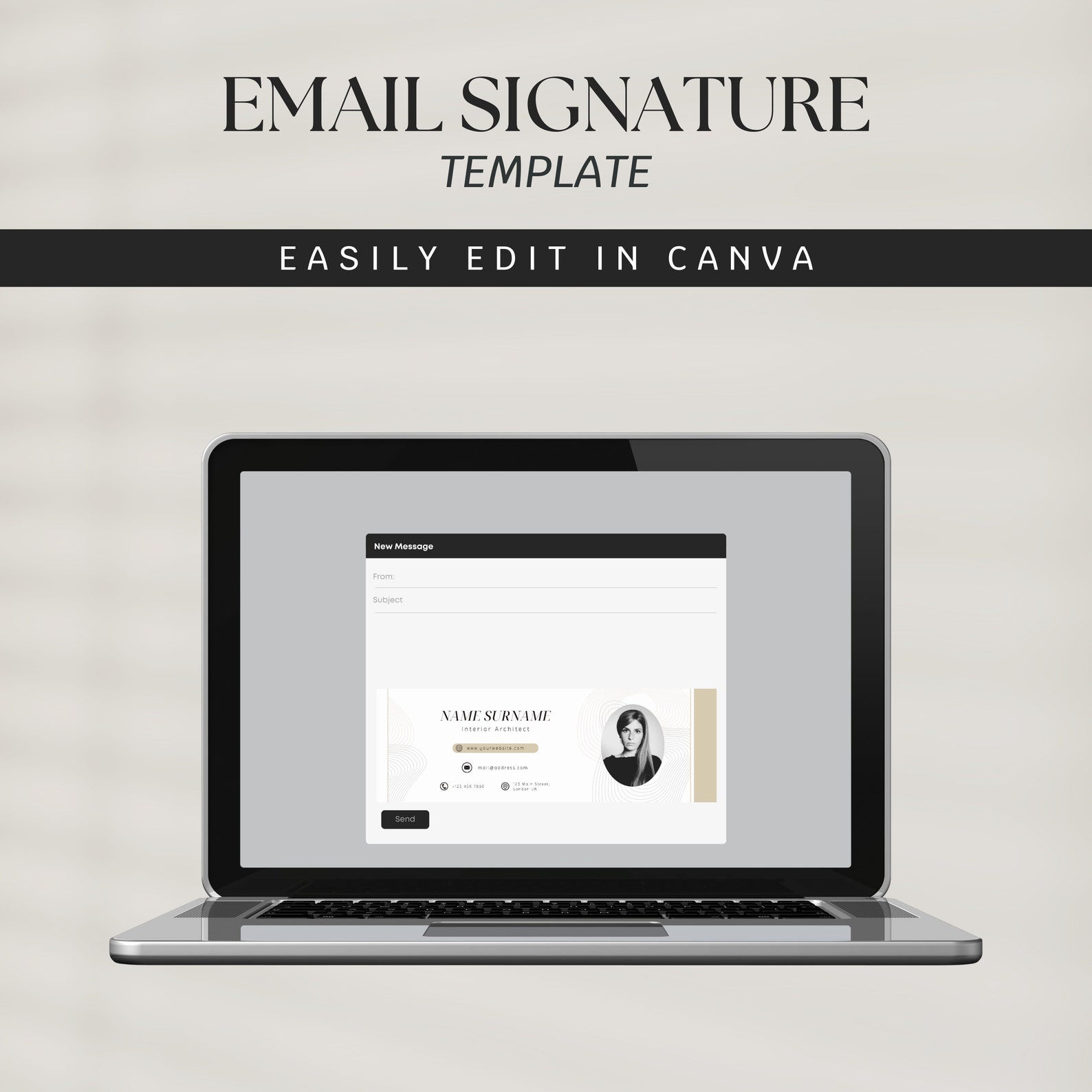 Email Signature Template, Custom Signature Design Gmail Template ...