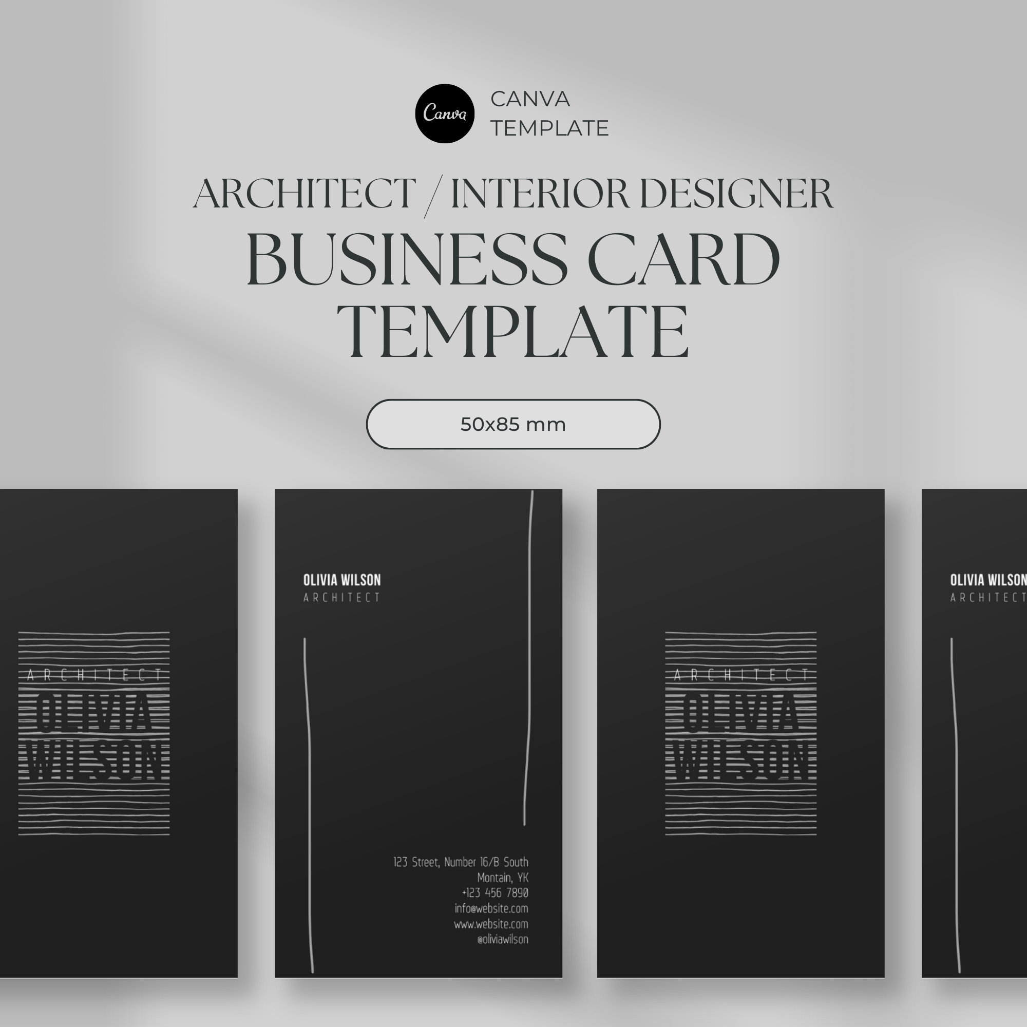 Architect Business Card Canva Template | Custom Business Card Template ...