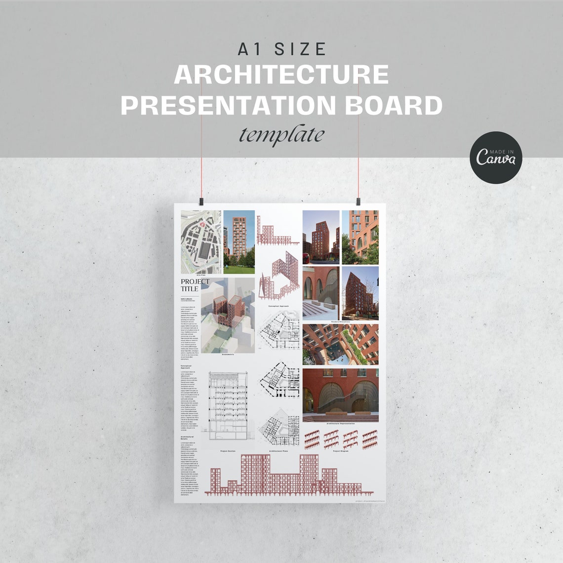 Architecture Presentation Board Template | Canva A1 Presentation Board ...