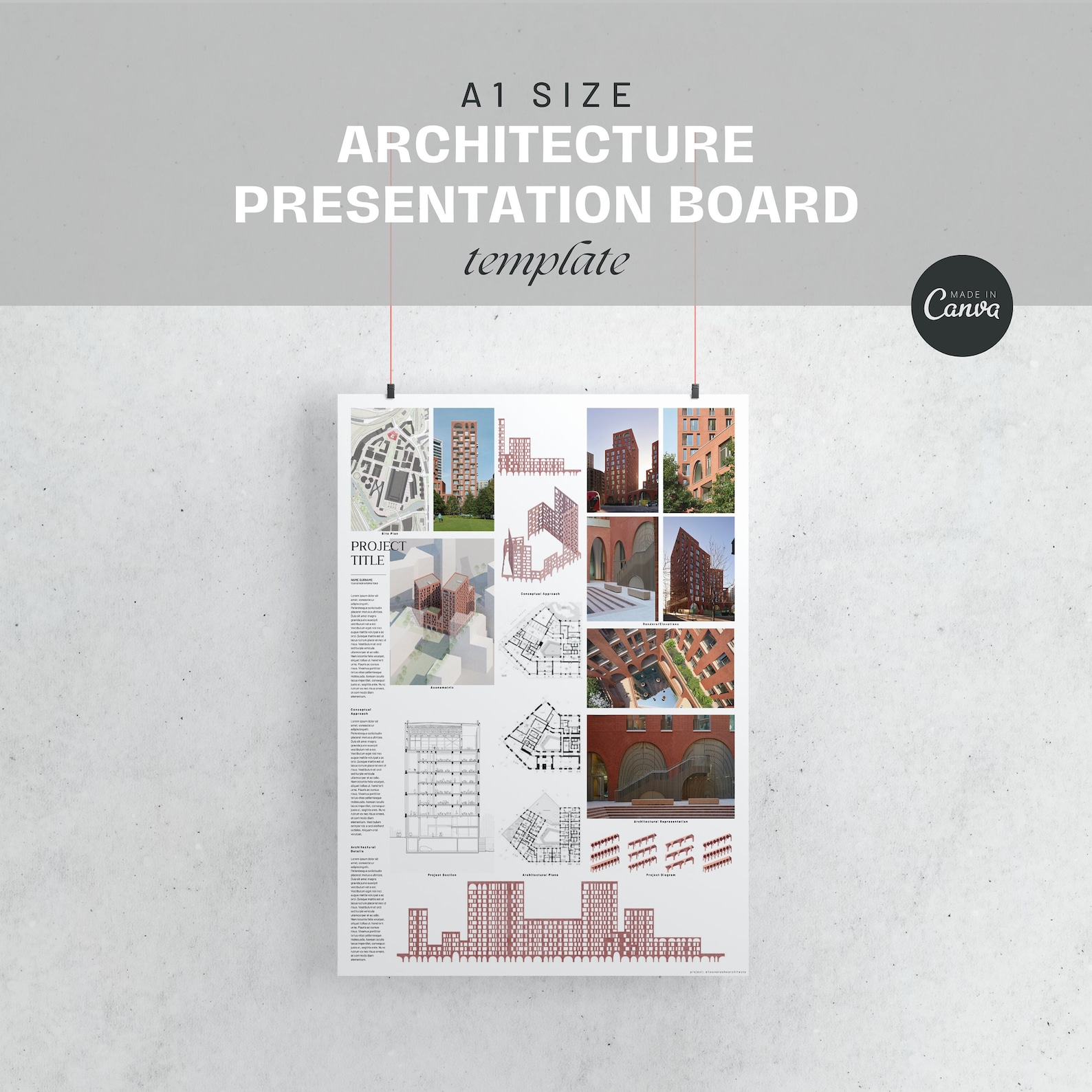 Architecture Presentation Board Template | Canva A1 Presentation Board ...