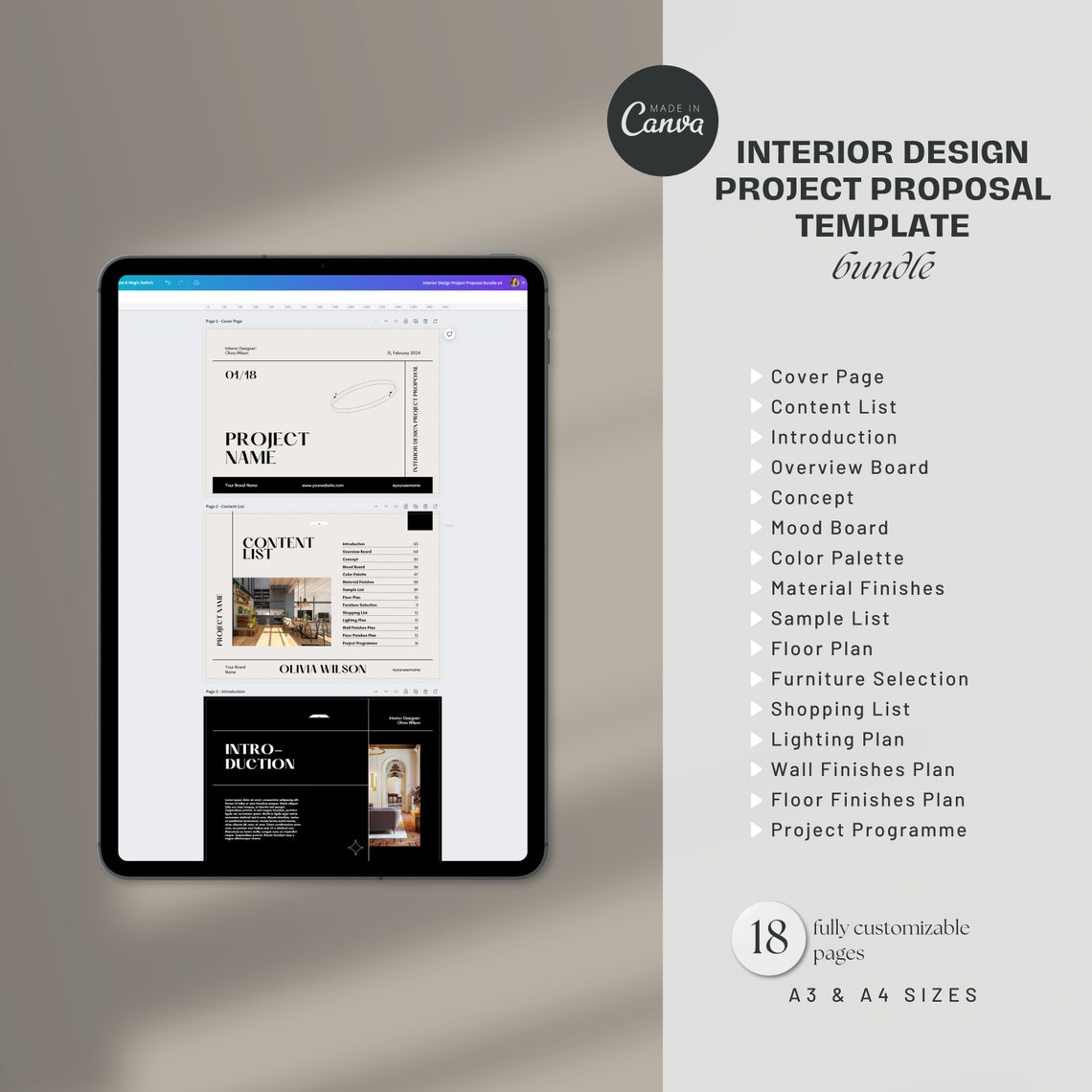 Interior Design Project Proposal Template Mood Board, Shopping List ...