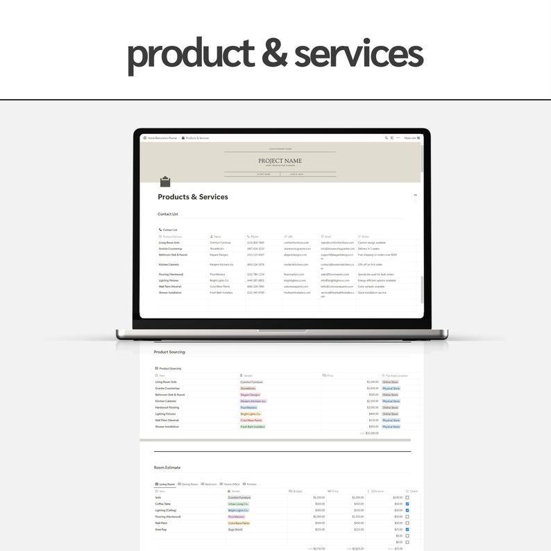 Home Renovation Planner Notion Template | Notion Planner for Interior ...