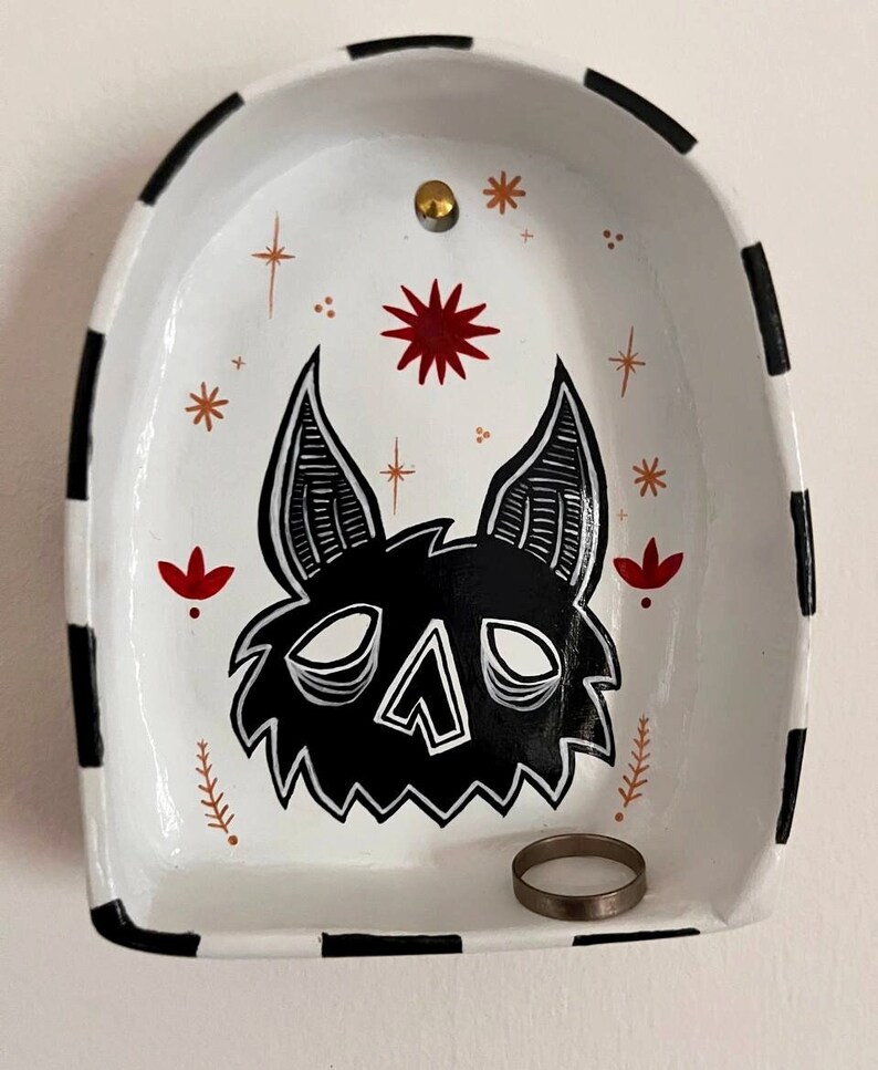 Handmade Clay Shelf, Hand Painted Clay Bat Shelf, Small Clay Shelf ...