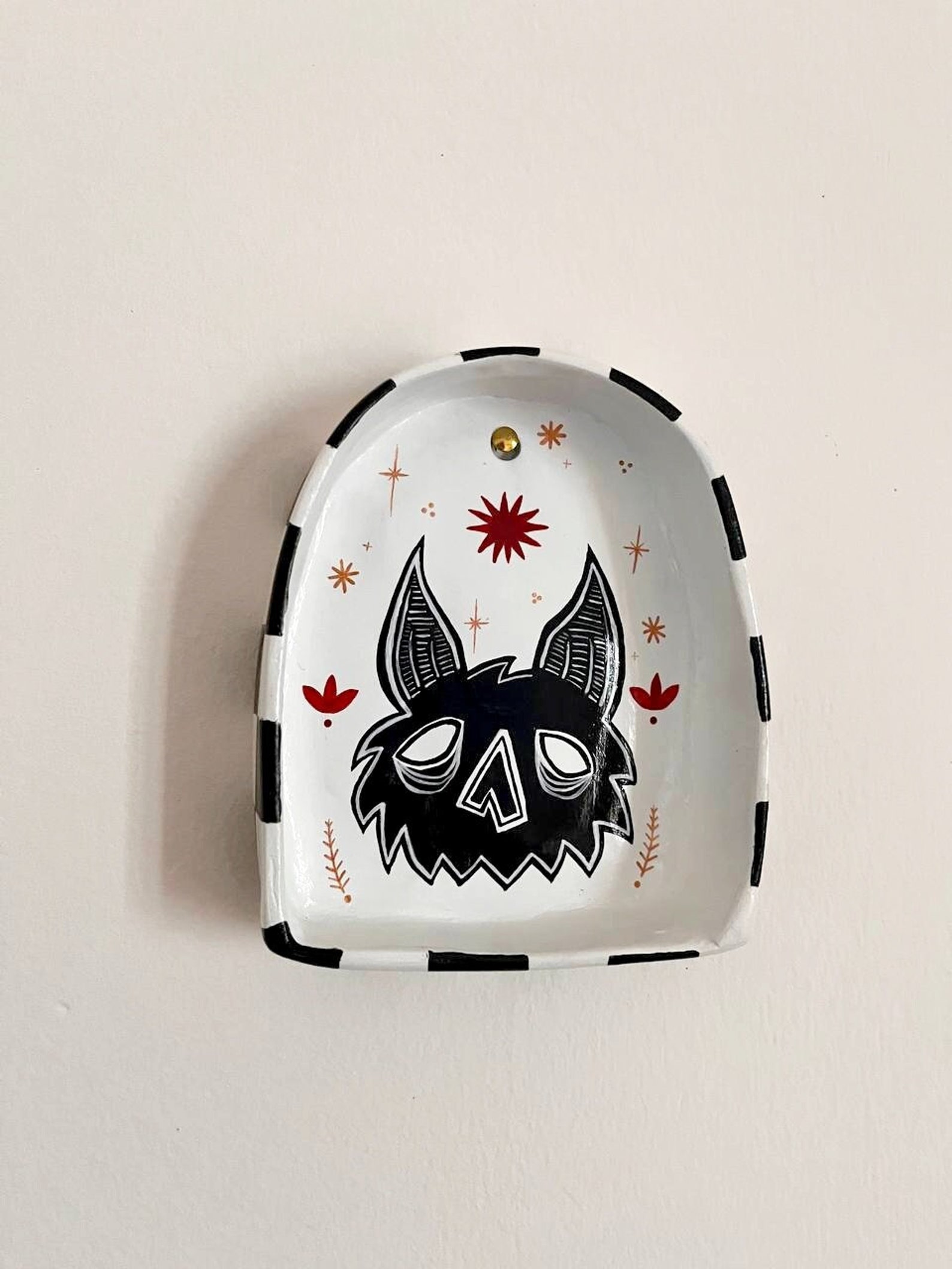 Handmade Clay Shelf, Hand Painted Clay Bat Shelf, Small Clay Shelf ...
