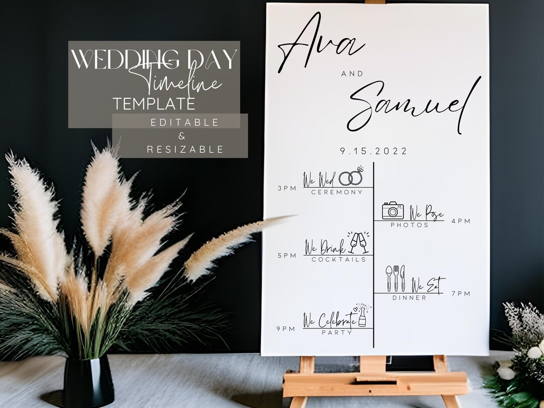 Wedding Day Timeline Welcome Sign white - Etsy