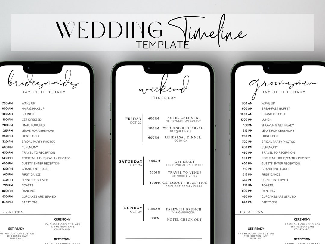 Wedding Timeline Wedding Weekend Wedding Schedule Wedding Day Timeline ...