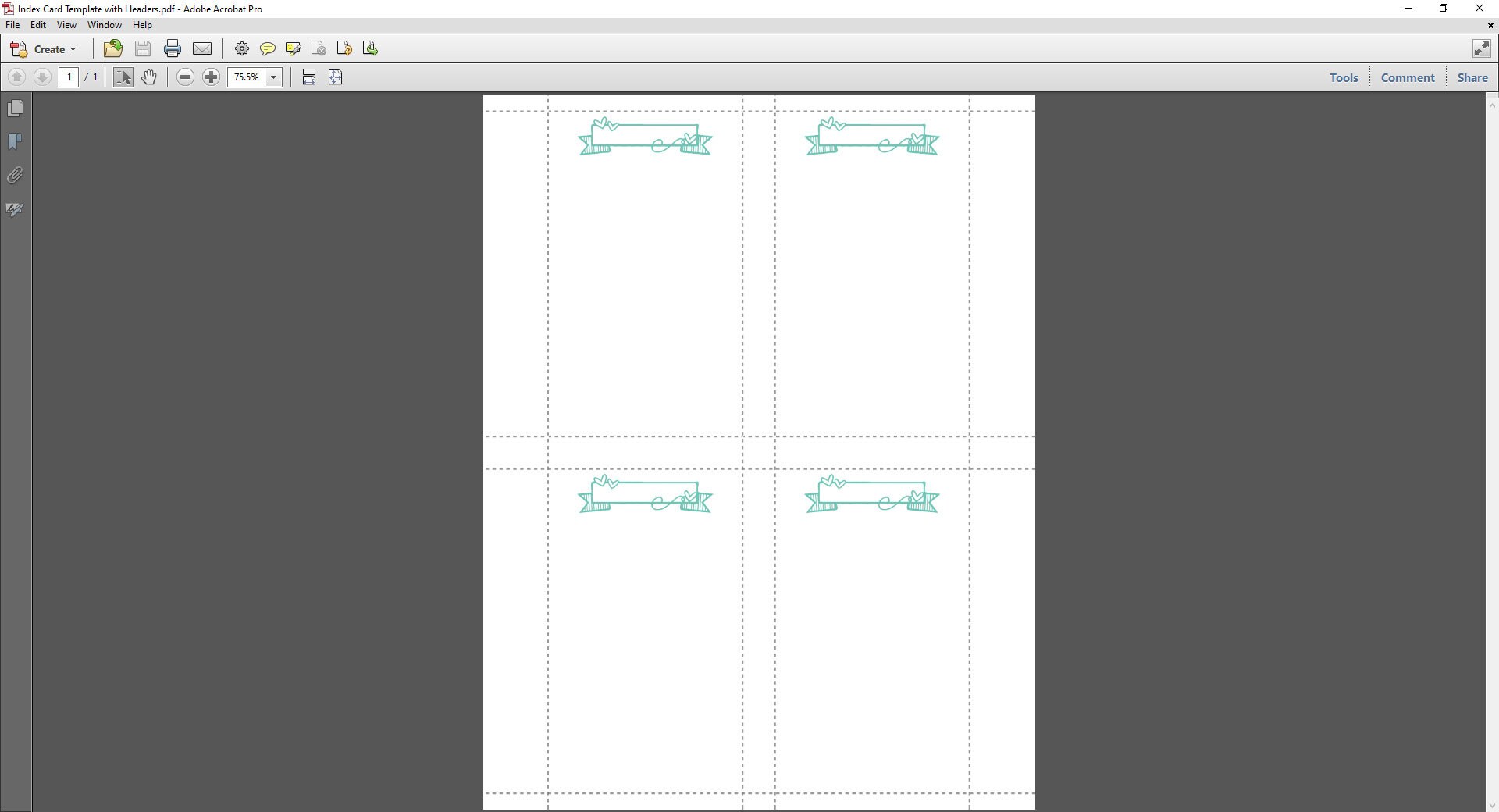 3x5-inch Index Card Template With Custom Teal and Pink Headers ...