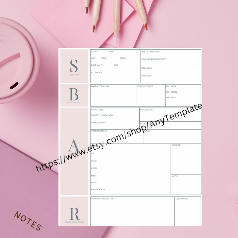 SBAR Nurse Brain Report Sheet - Etsy